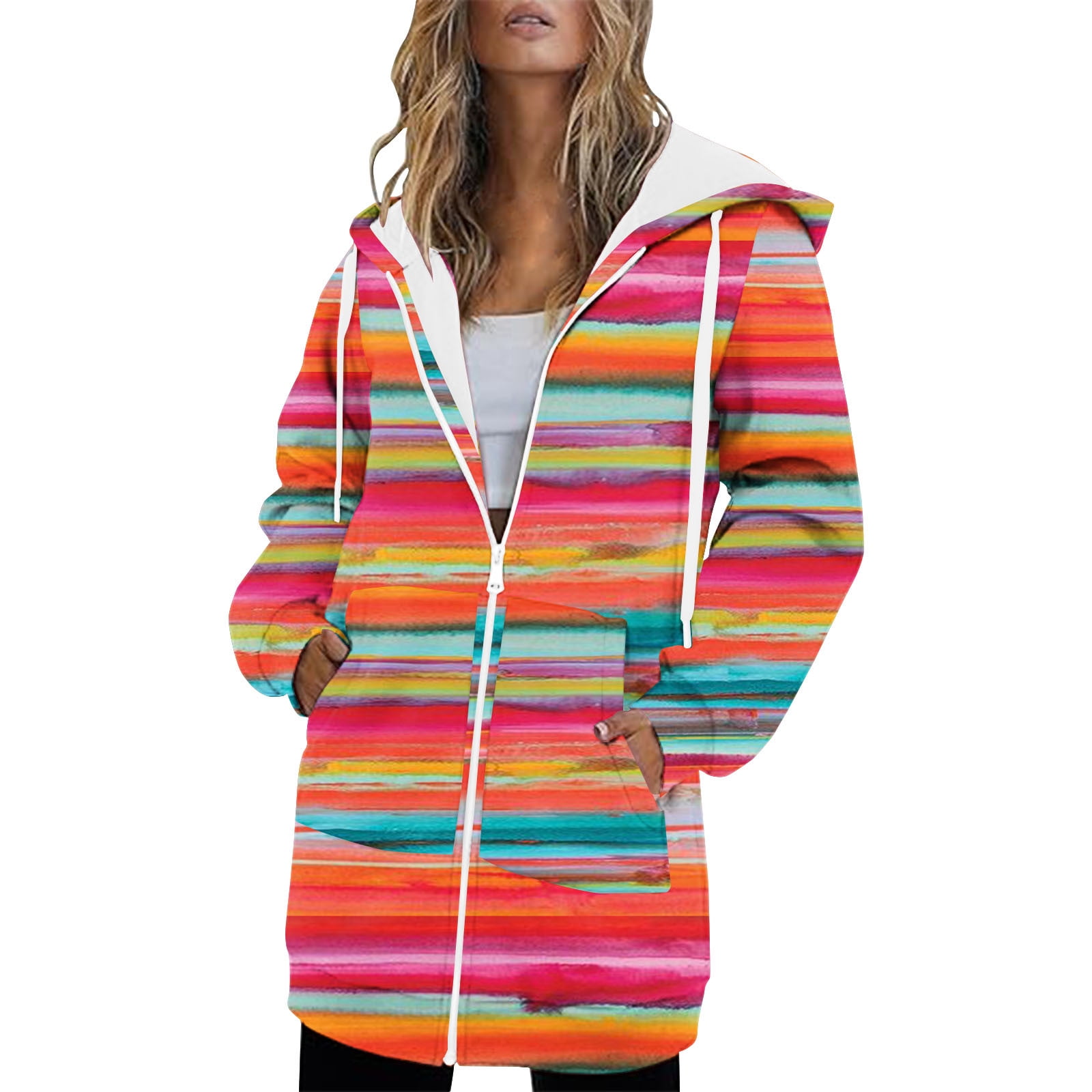 Feancey Fashion Jackets for Women 2024 Trendy Tie Dye Print Zip Up ...