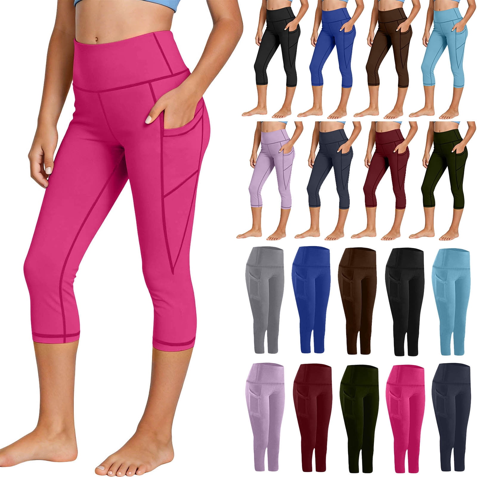 Feancey Girls Capri Pants Athletic Leggings High Waisted Cropped ...