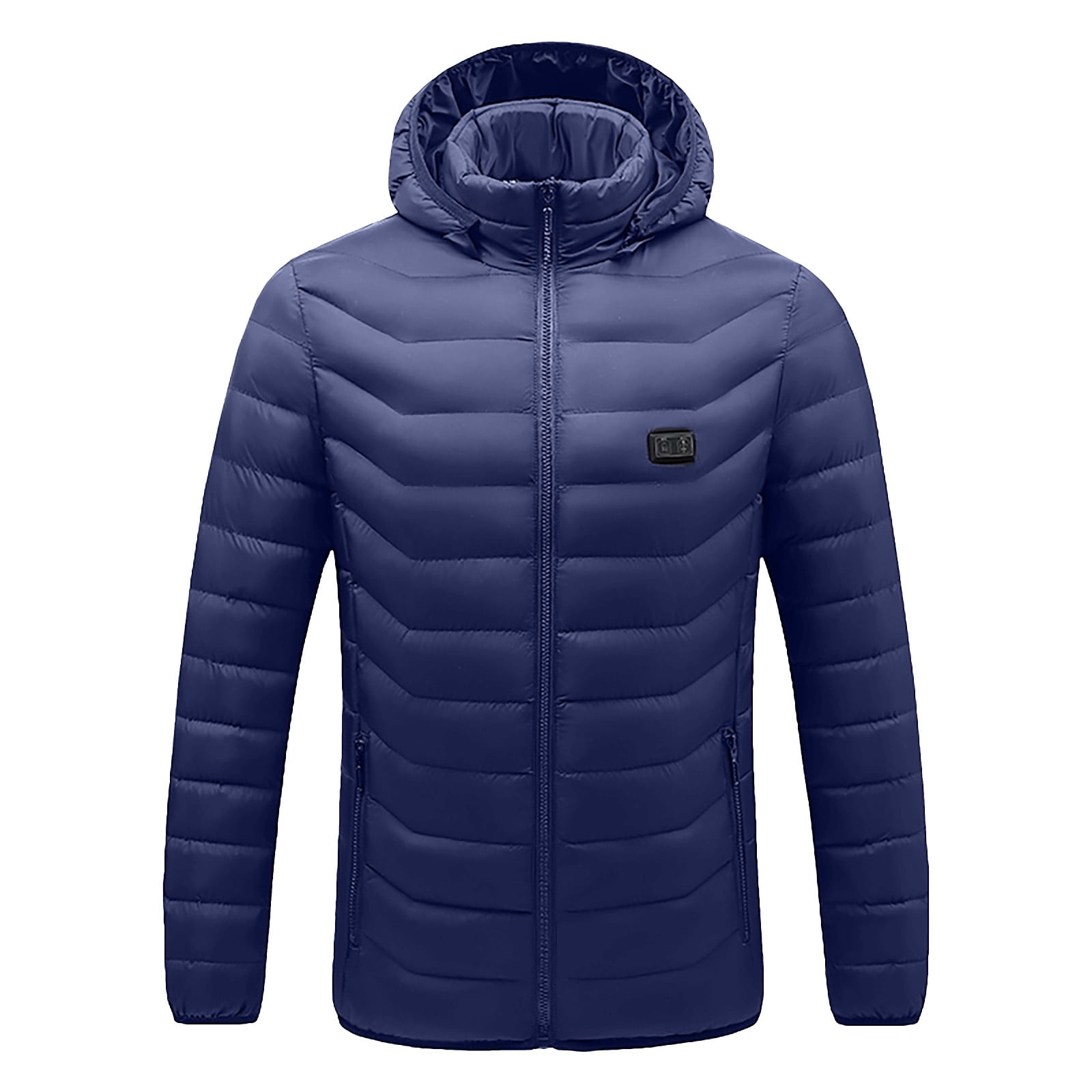 Feancey Heated Down Jackets for Men Solid Casual Hooded Puffer Coats ...