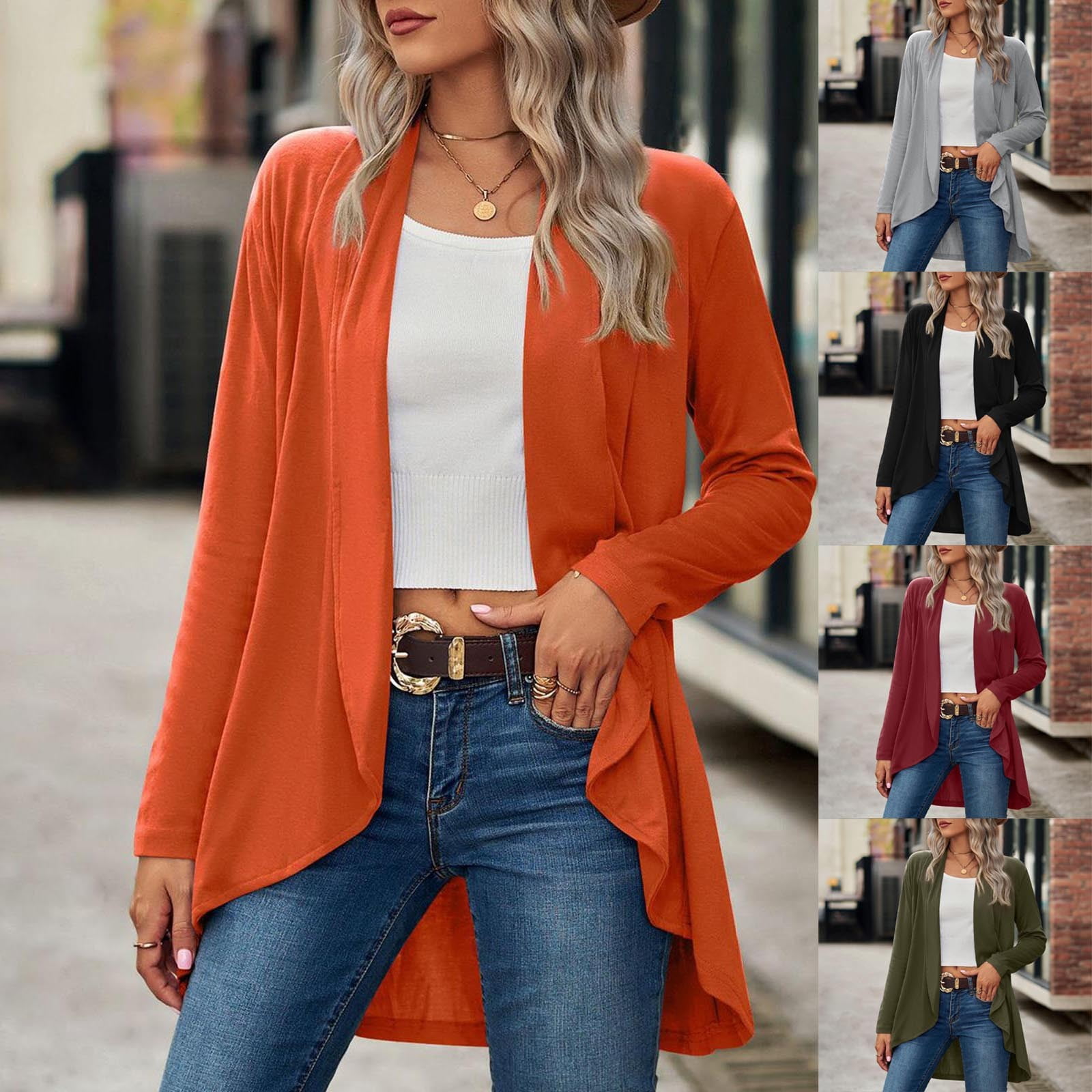 Feancey Knit Open Front Cardigan for Women Lightweight Casual Draped Cardigans Soft Knitted Long ...