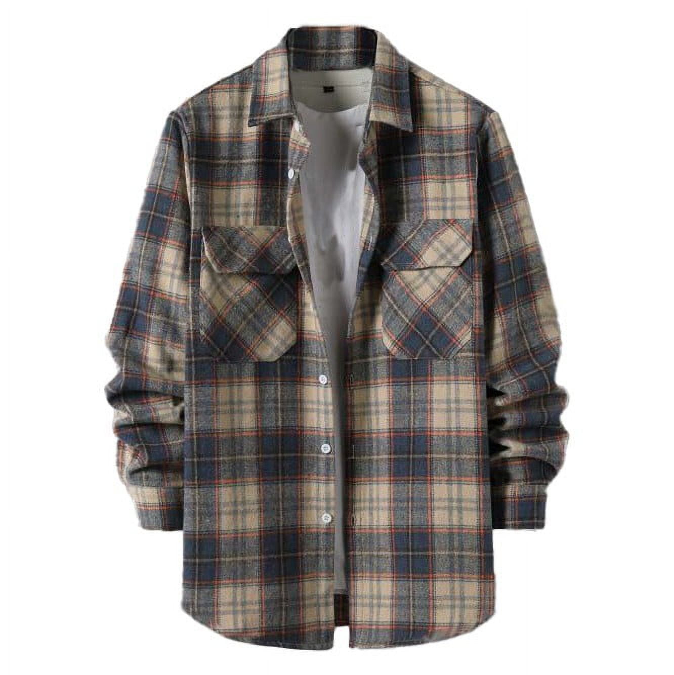 Feancey Daily Sales Men's Shacket Jacket Business Casual Plaid Shirts ...