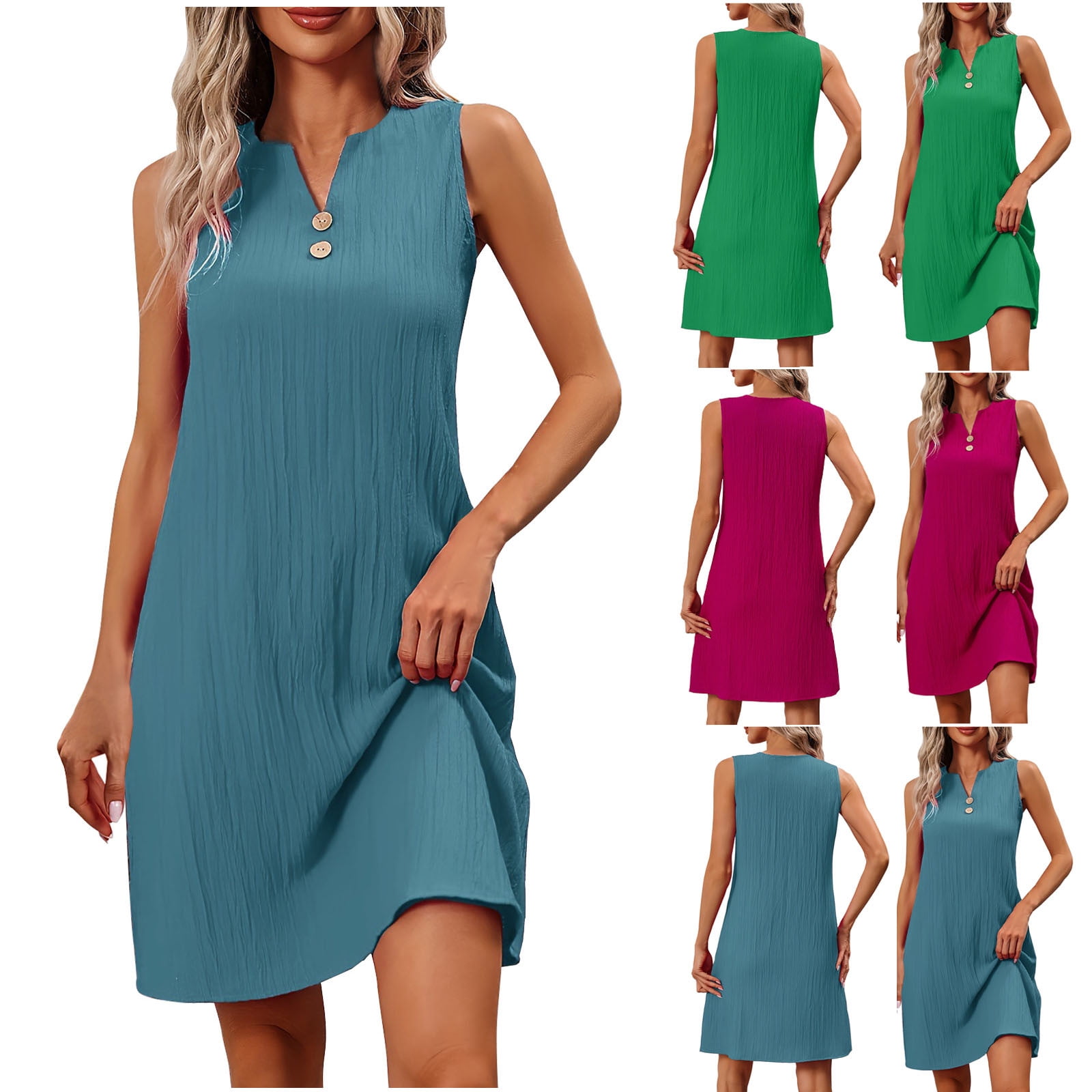 Feancey Mini Shirt Dresses for Women 2025 Trendy Button V Neck ...