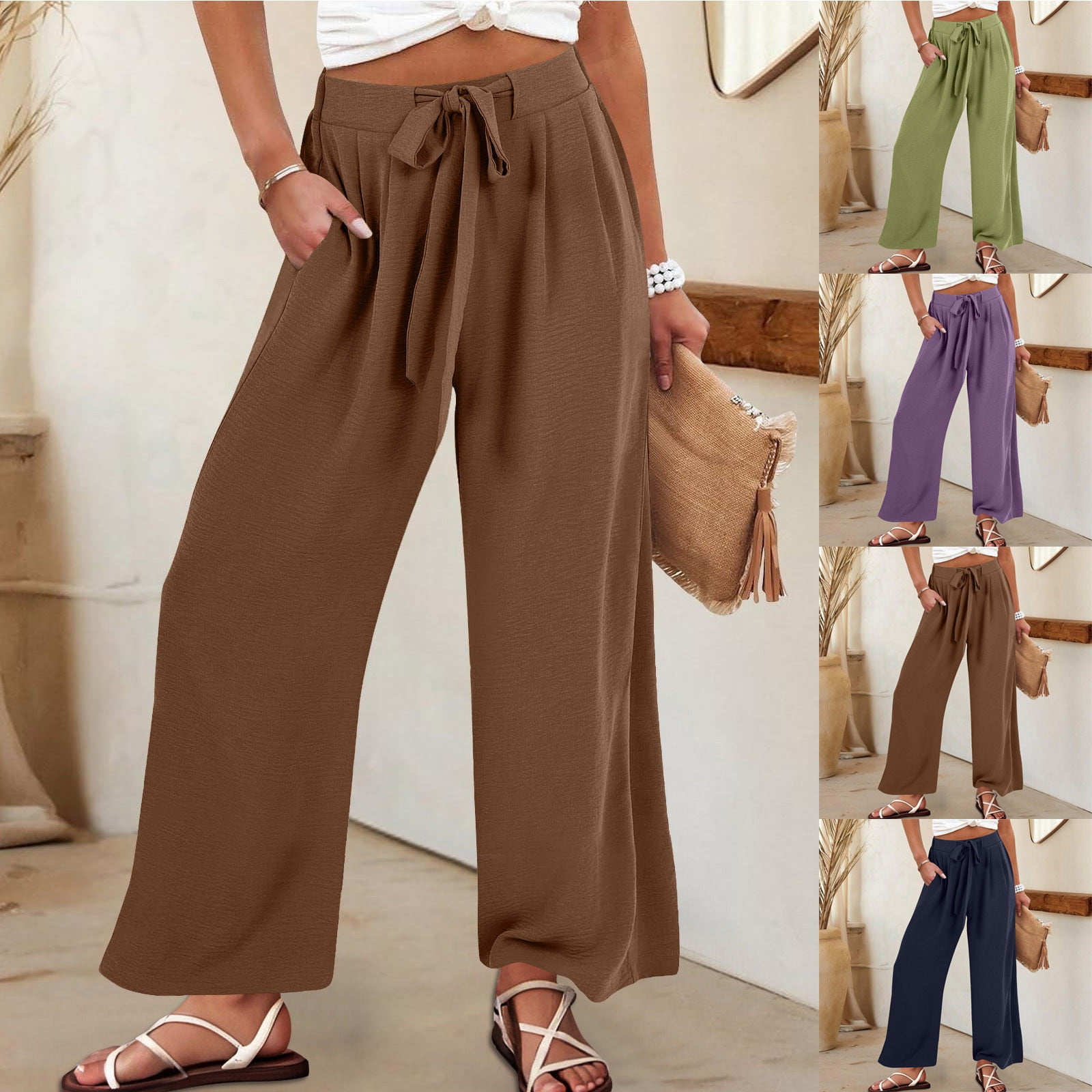 Feancey Plus Size Palazzo Pants for Women Business Casual Office Work ...