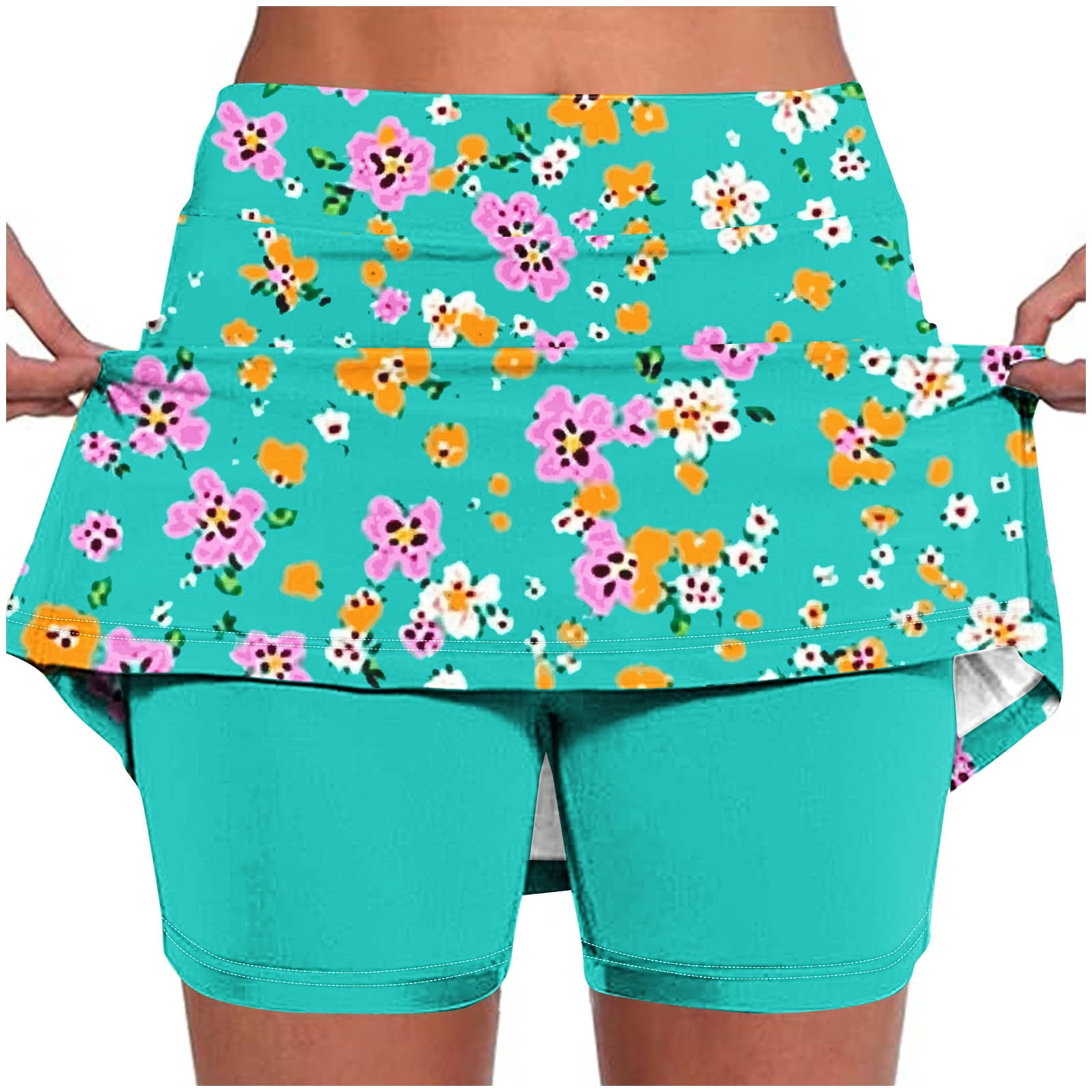 Feancey Plus Size Skorts for Women Casual Summer Floral Tennis Skirts ...