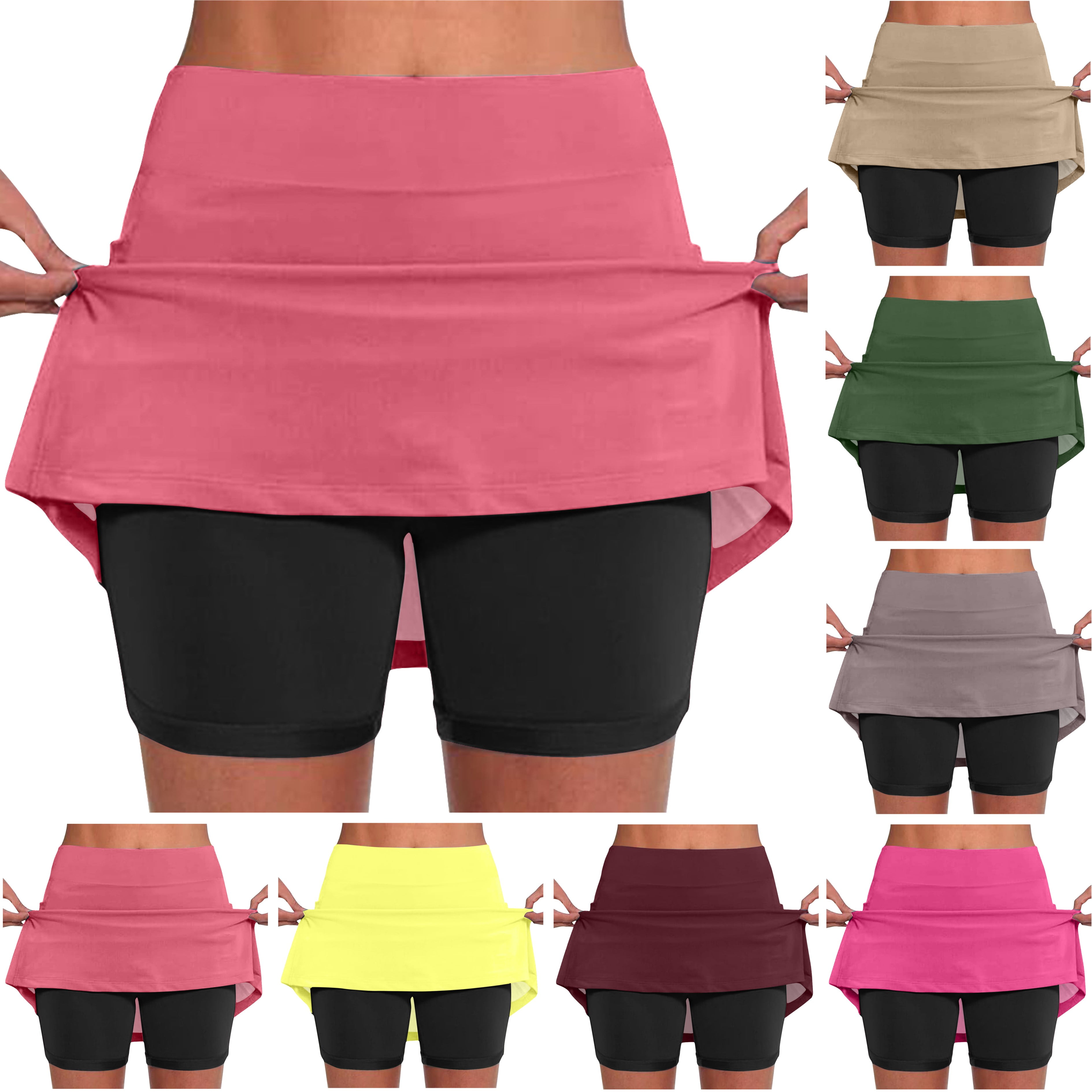 Feancey Plus Size Skorts for Women with Pockets Seamless High Waisted ...