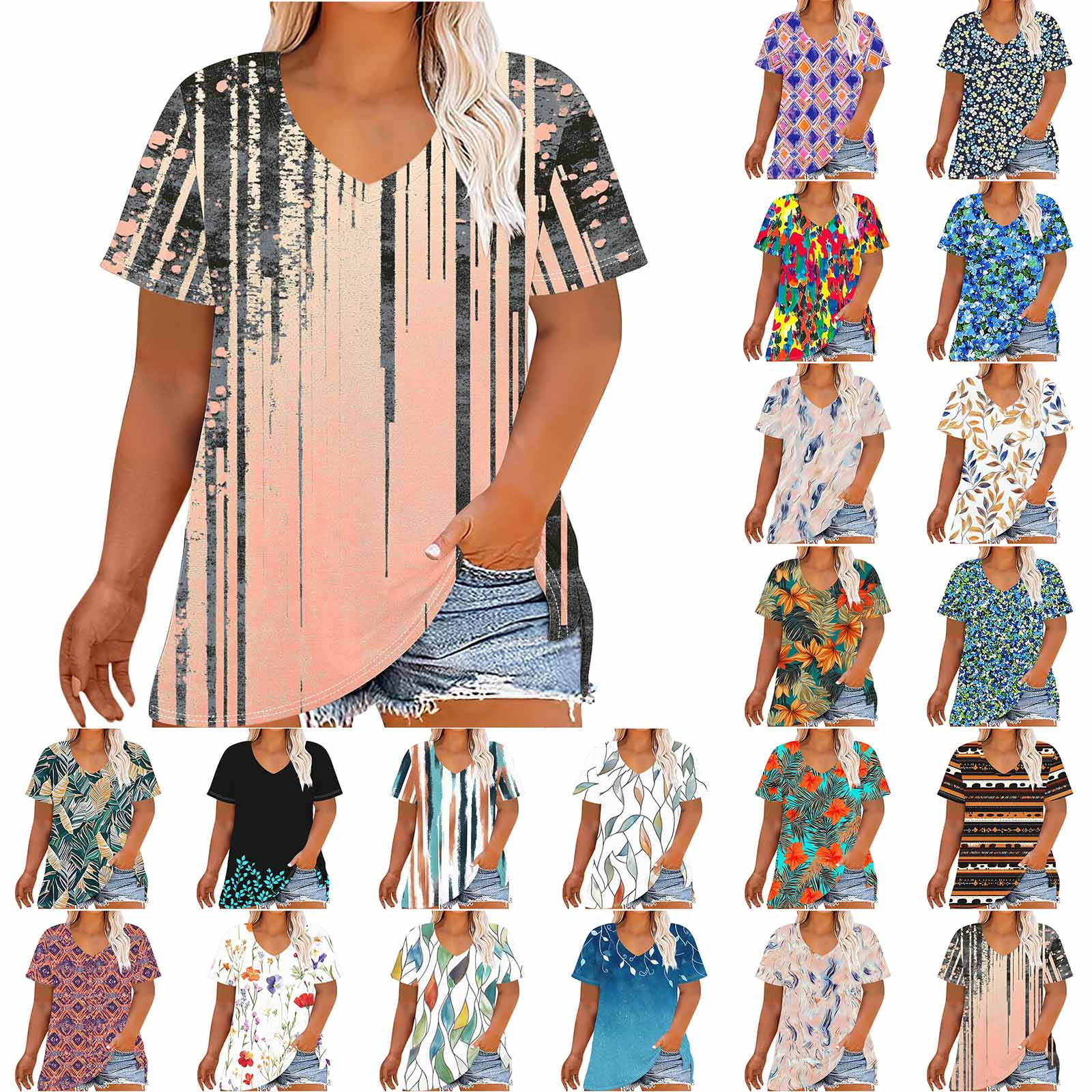 Feancey Plus Size Work Tops for Women Business Casual Printed Blouse ...