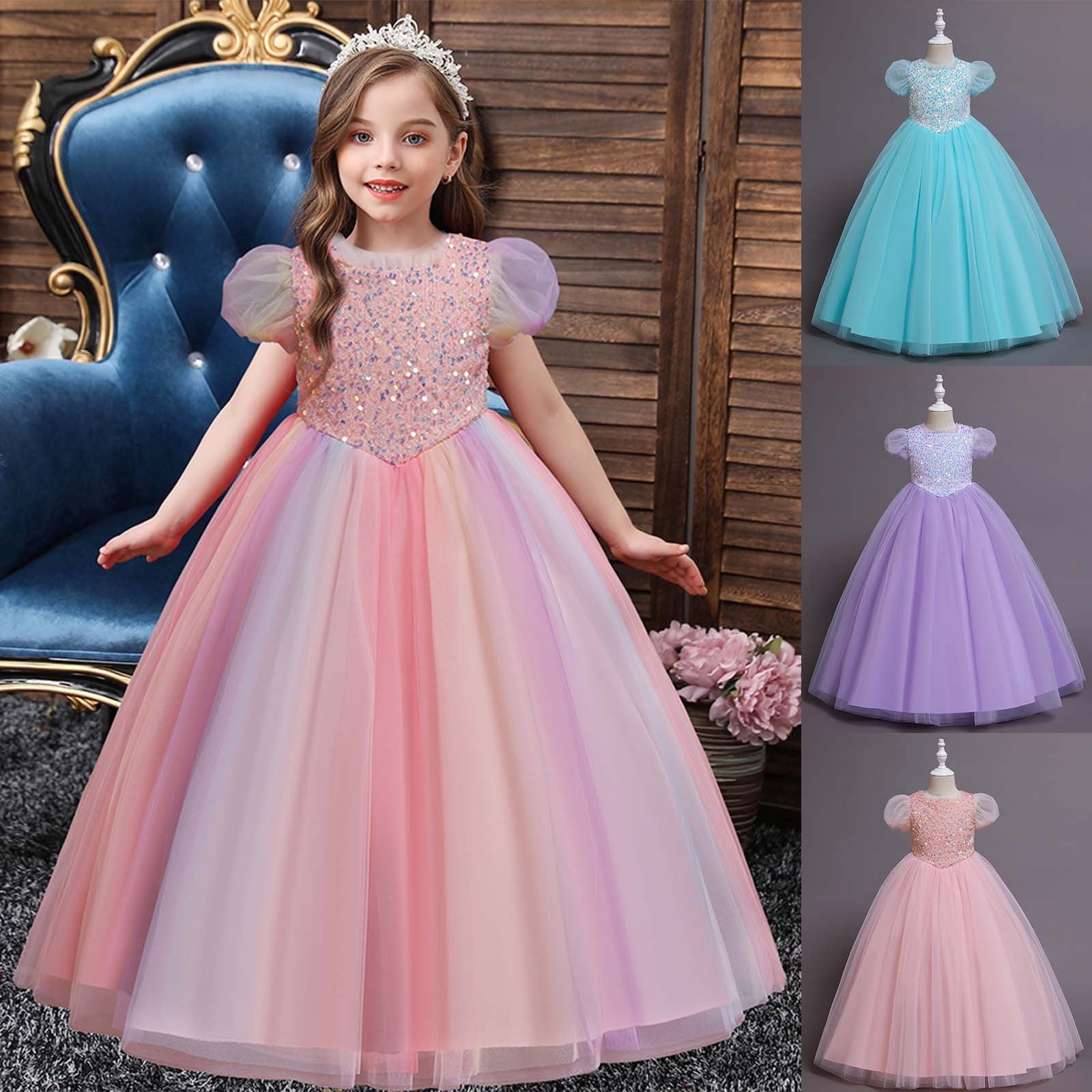 Feancey Princess Dresses for Toddler Girls Sparkly Sequin Tulle Dress ...