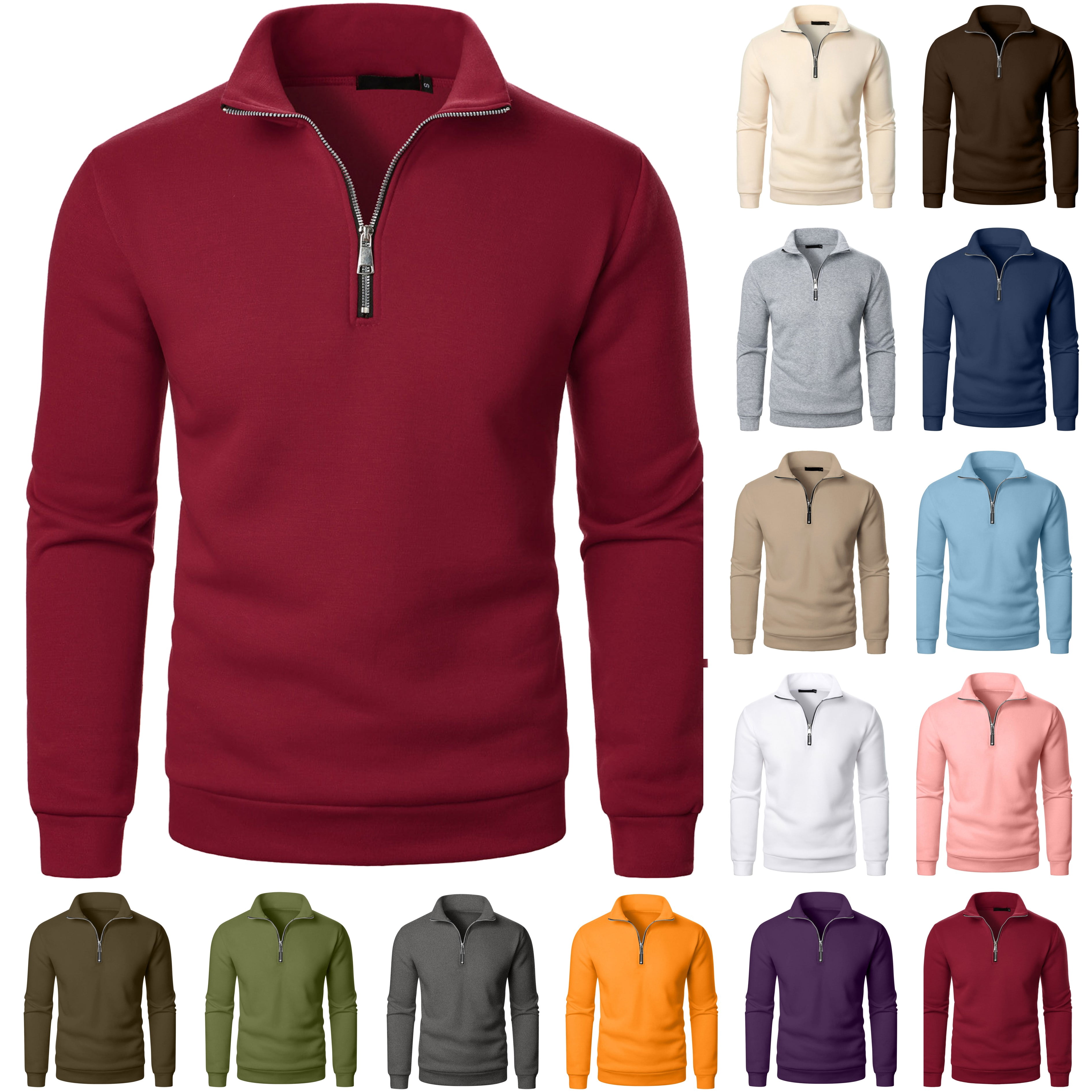 Feancey Quarter Zip Pullover Sweatshirt Men Fleece Lined Lightweight ...