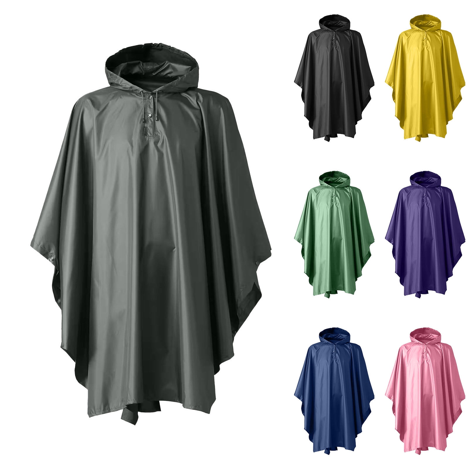 Feancey Rain Poncho Jacket for Women Trendy 3/4 Sleeve Hooded Rain Coats Waterproof Lightweight ...