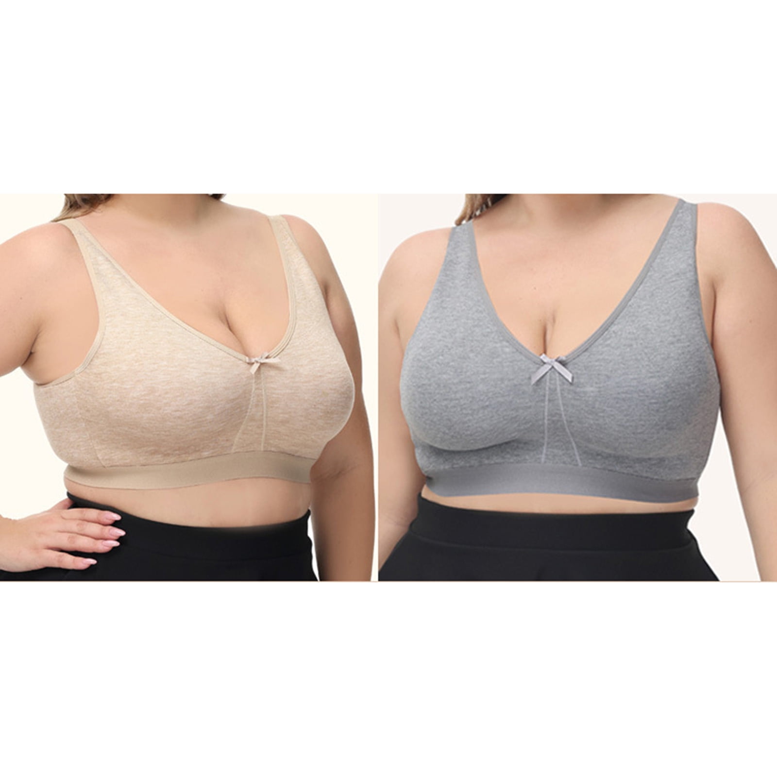 Feancey Seamless Plus Size Bras for Women Cotton Soft Large Bust Bra Adjustbale Straps Wireless ...