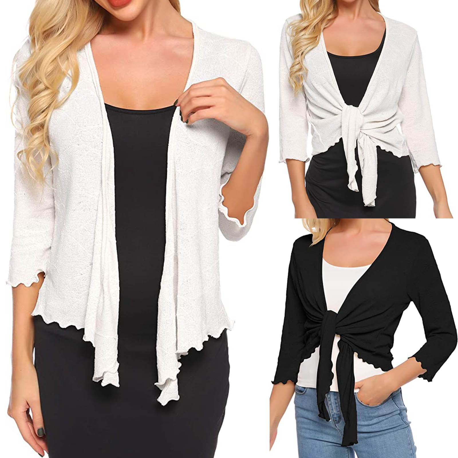 Feancey Shrug Cardigans for Women,Womens Cardigan 3/4 Sleeves Open ...