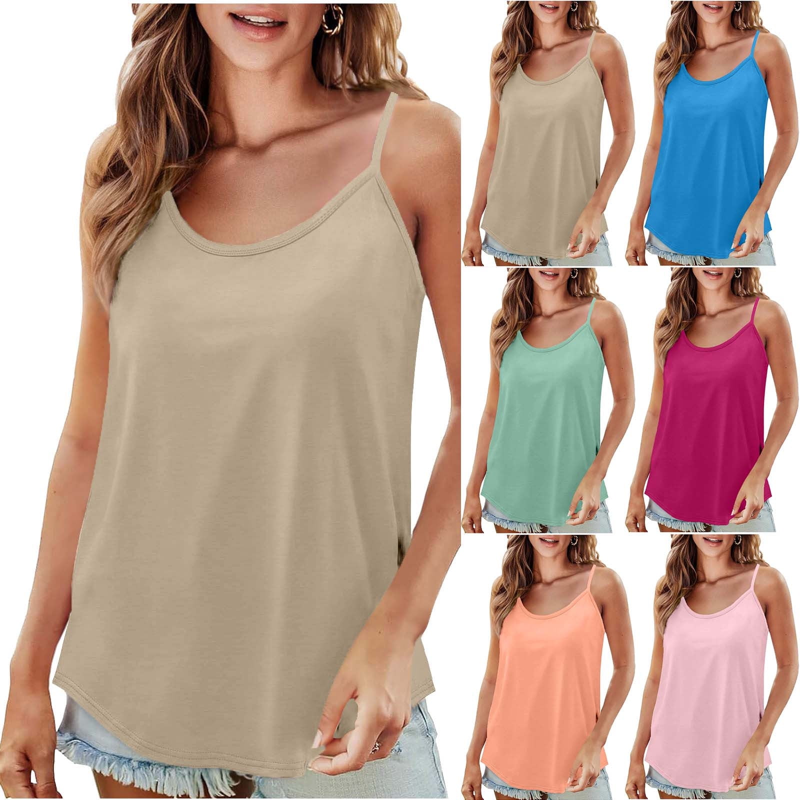 Feancey Sleeveless Undershirts for Women Adjustable Straps Cami Tops ...