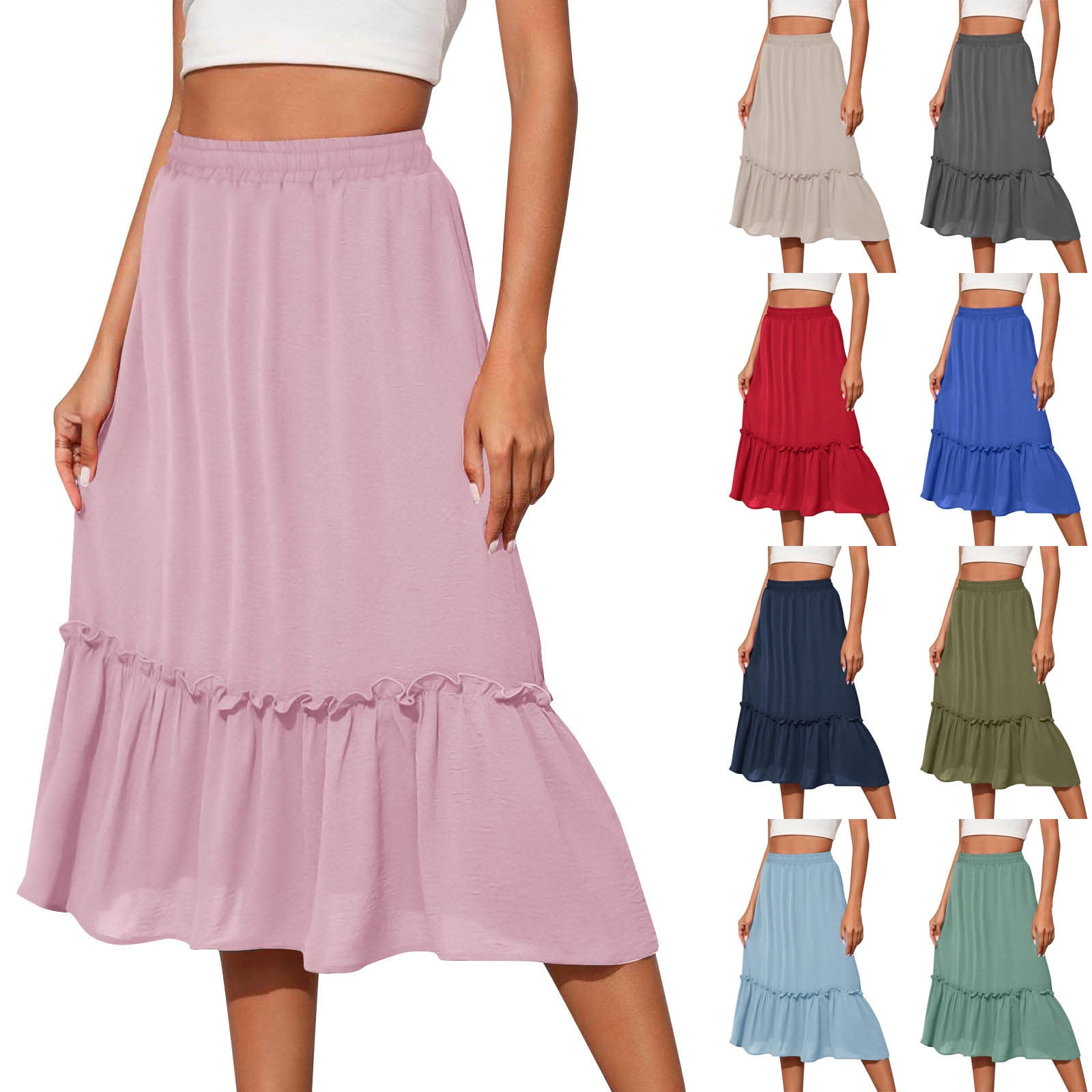 Feancey Summer Skirts for Women 2025 Vacation Midi Skirt with Pockets ...