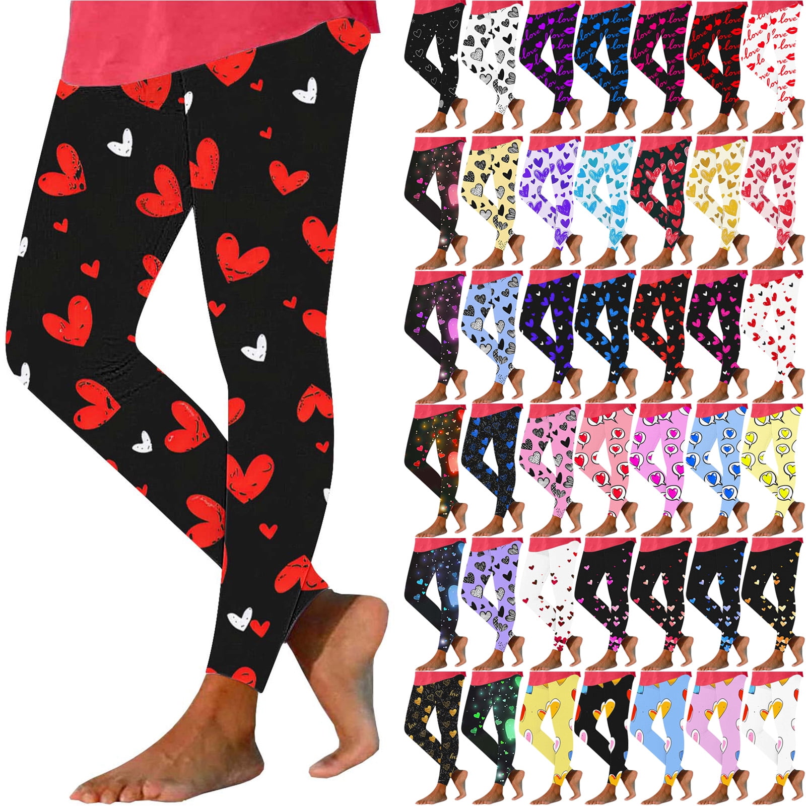 Feancey Todays Daily Sales Clearance Leggings for Women Butt Lift Heart ...