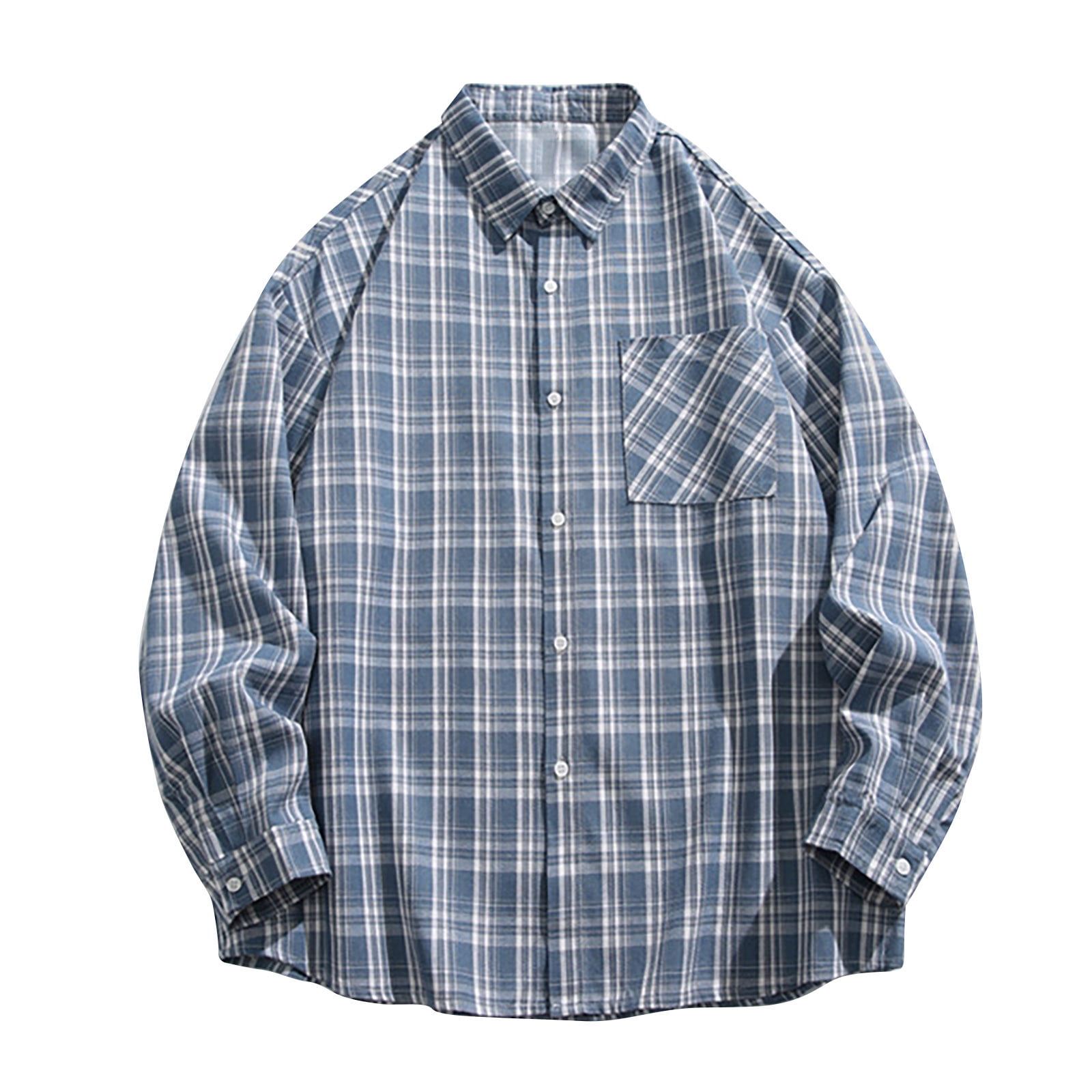 Feancey Daily Sales Shacket Jacket for Men Plaid Long Sleeve Shirt ...