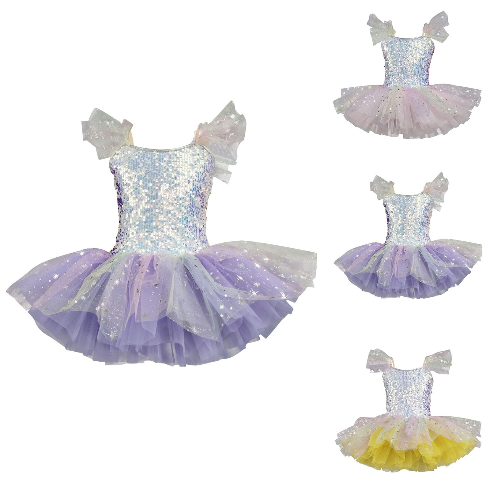Feancey Toddler Girls Ballet Dance Dress Ruffle Sleeve Performance ...