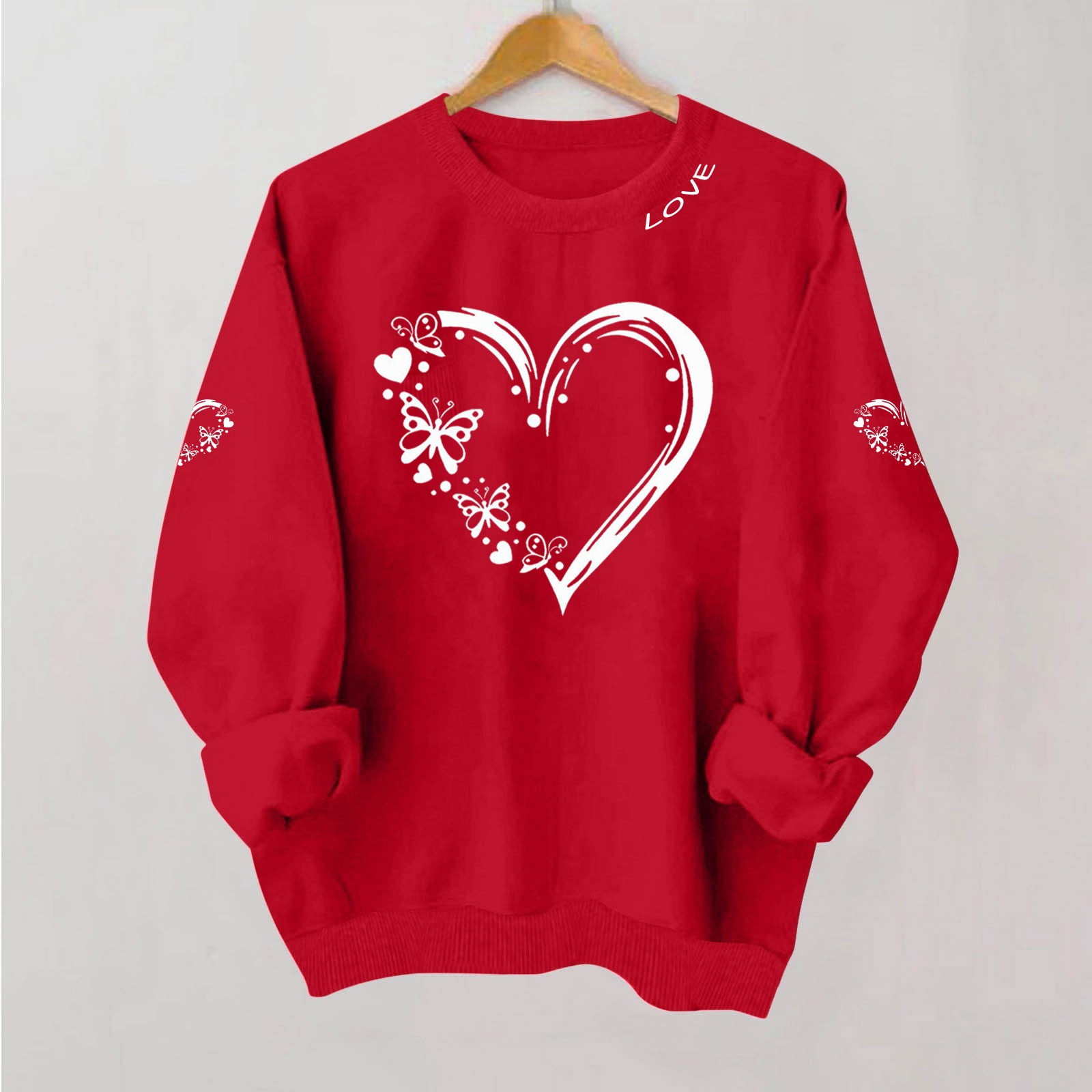 Feancey Valentine's Day Womens Oversized Sweatshirts Fleece Lined Long ...