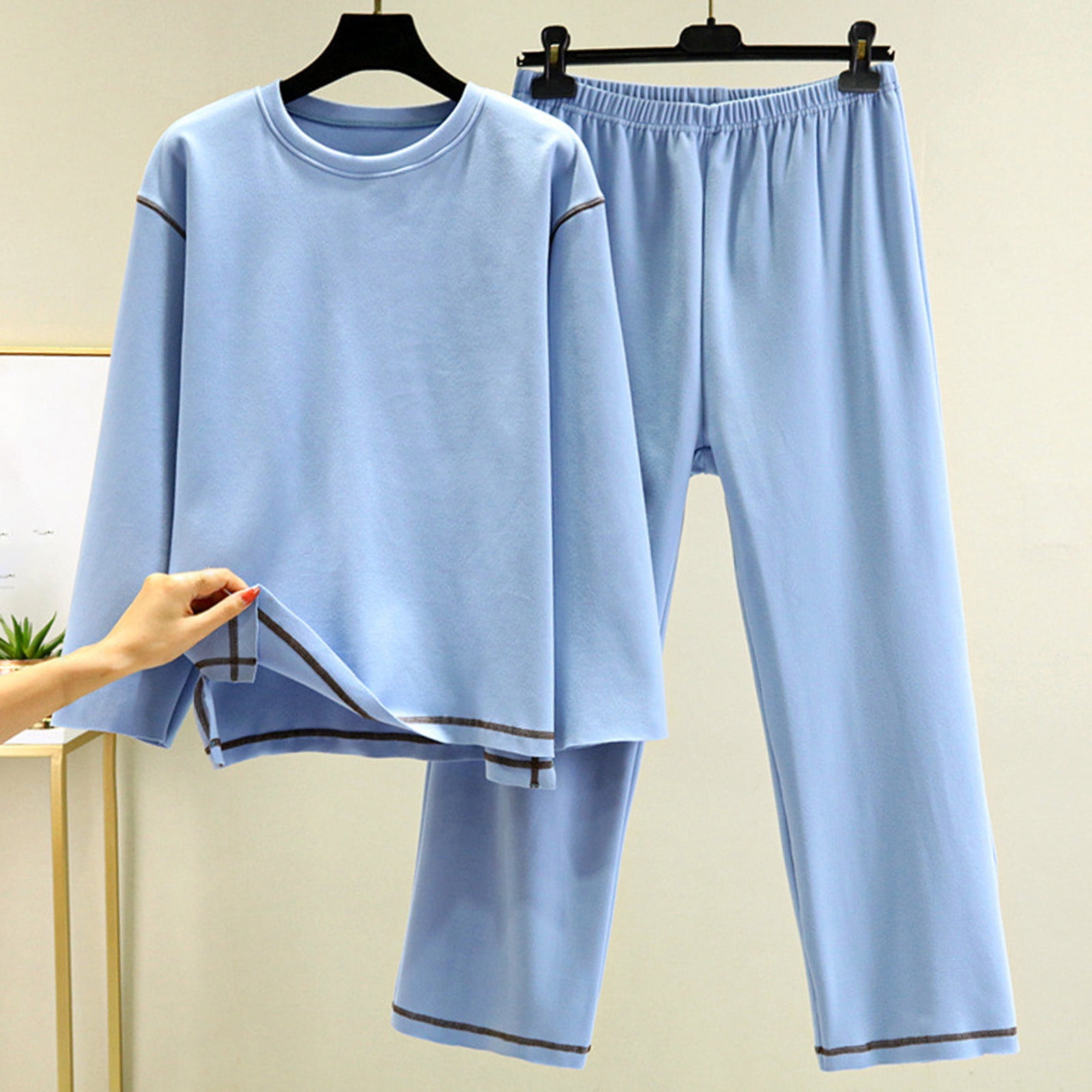 Feancey Winter Pajama Sets for Women Soft Fleece,Women's Round Neck ...