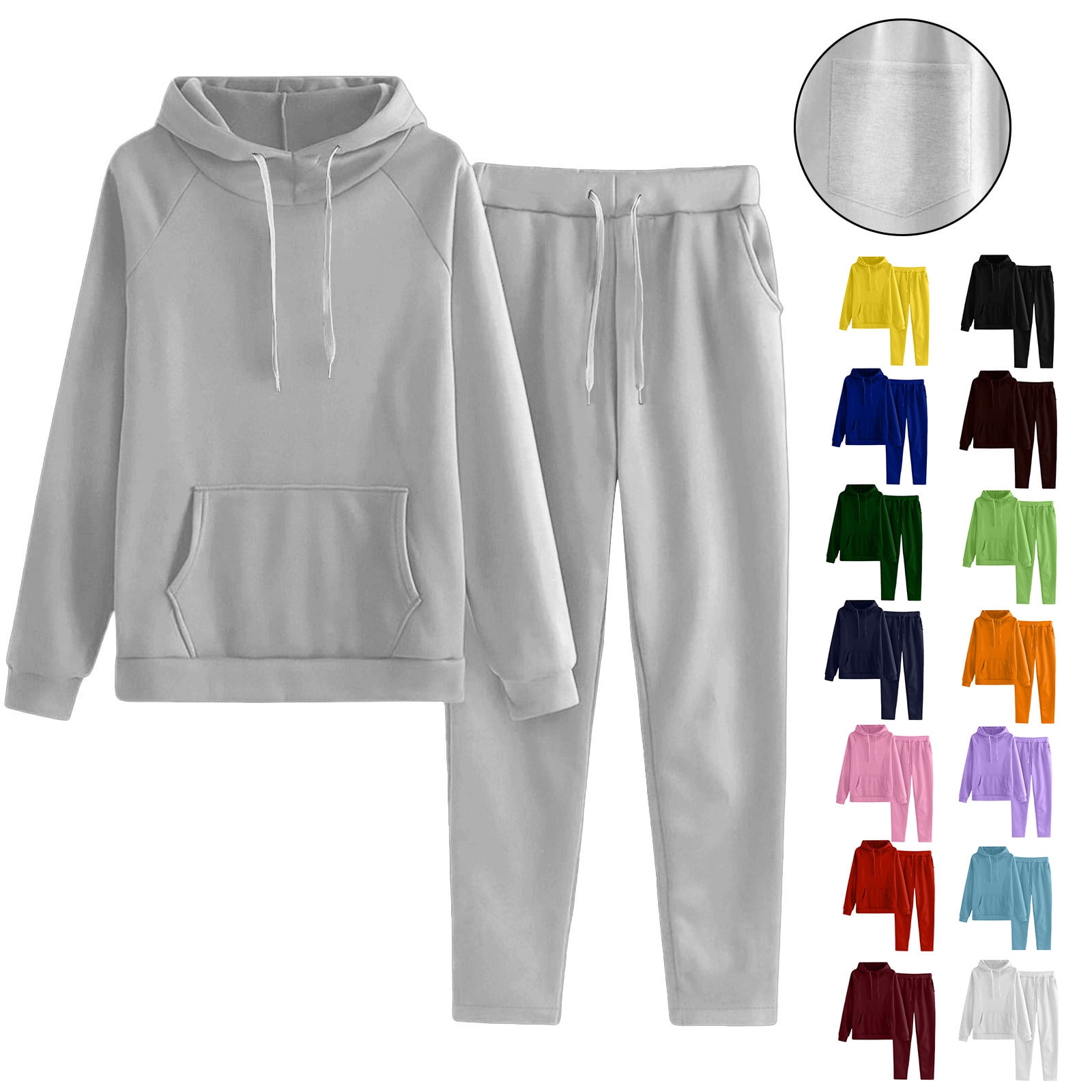 Feancey Women's 2 Piece Sweatsuit Sets Kangaroo Pocket Pullover Hoodies ...