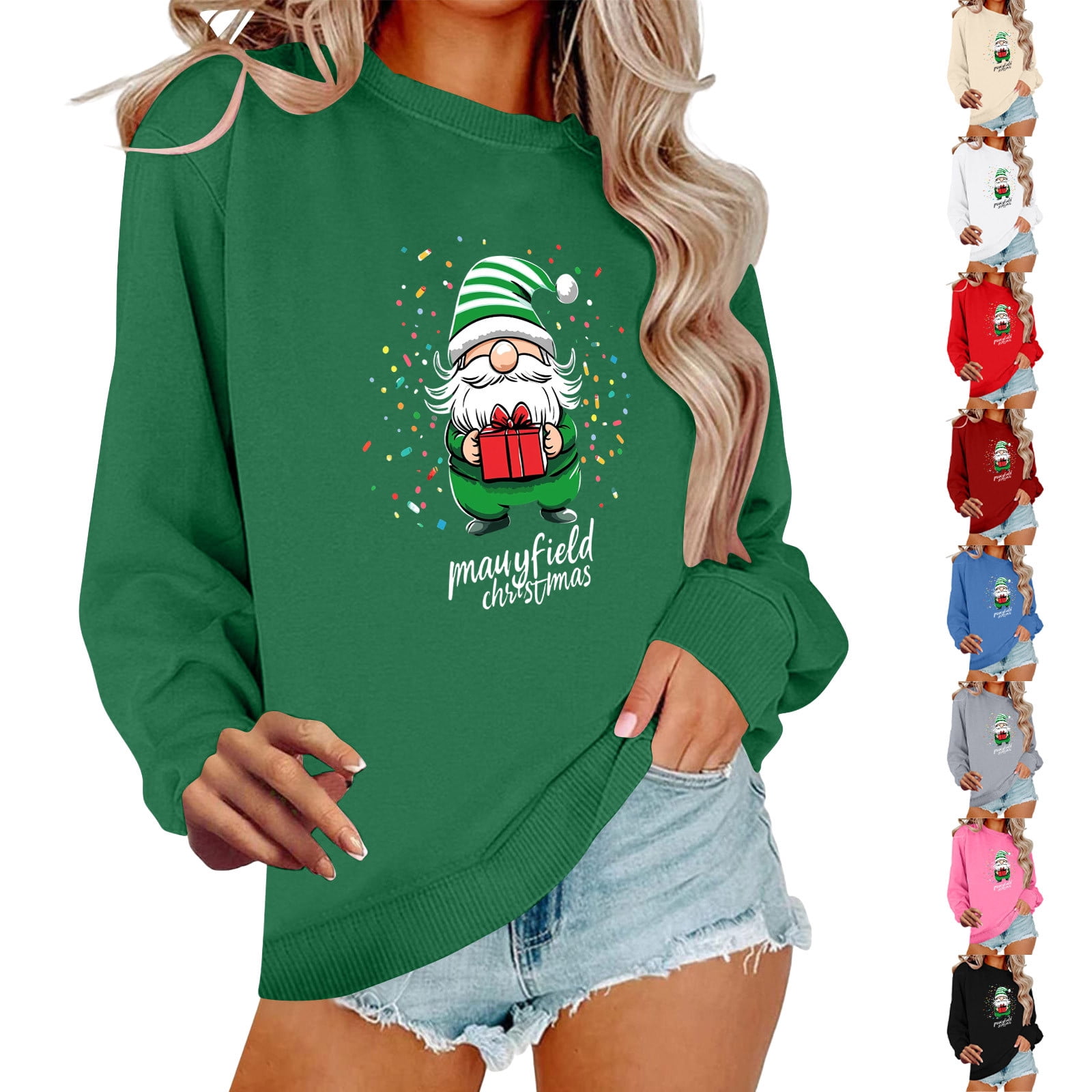 Feancey Women's Funny Sweatshirts Santa Claus Graphic Sweatshirt for ...