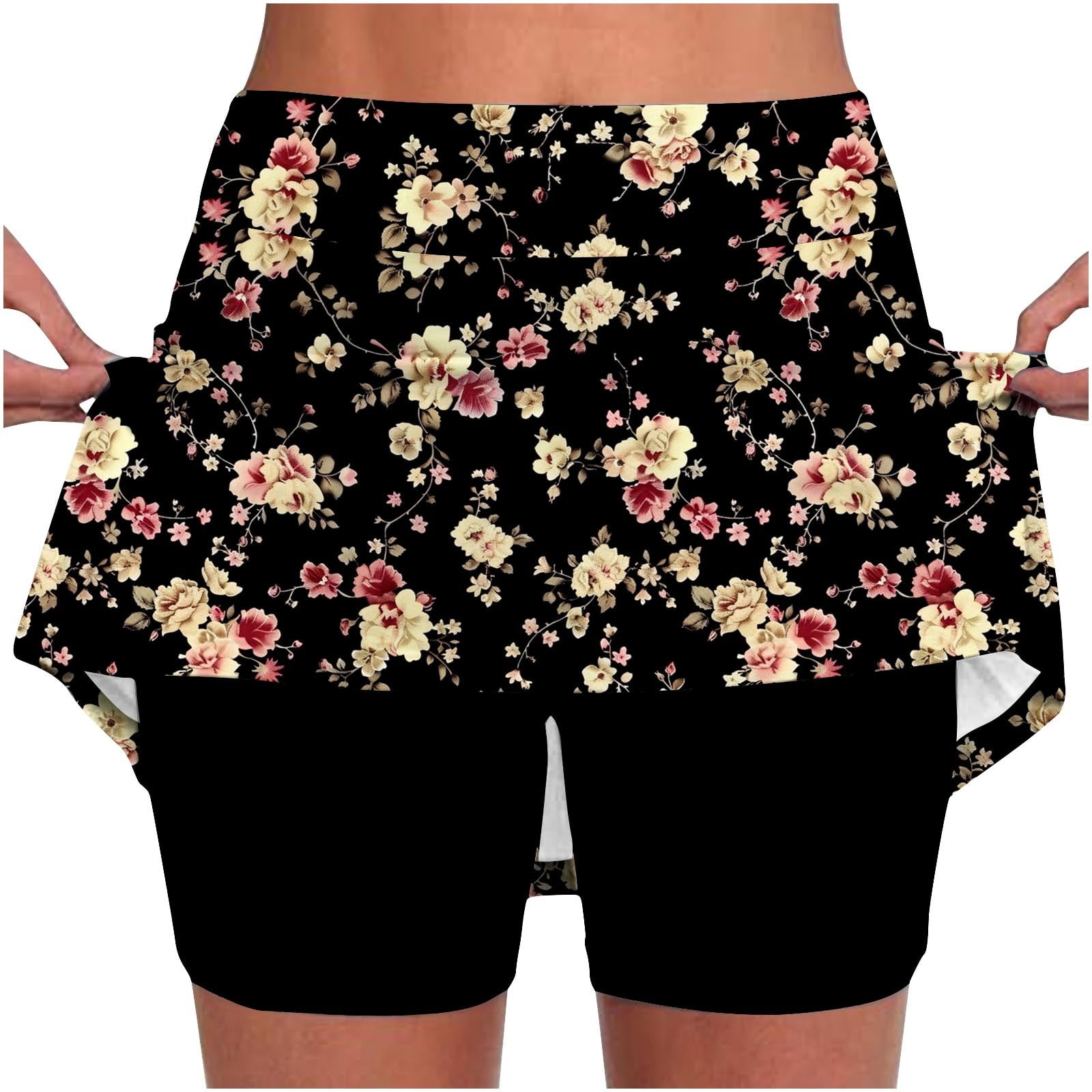 Feancey Women's Plus Size Summer Skorts Boho Floral Print Golf Skirts ...
