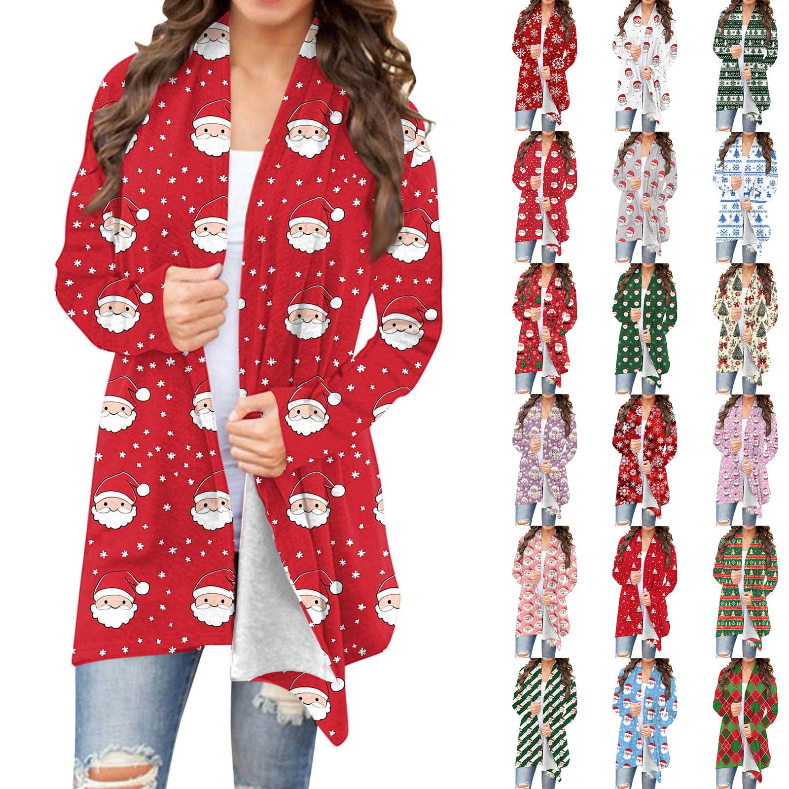 Feancey Womens Christmas Cardigan Long Sleeve Open Front Cardigans ...