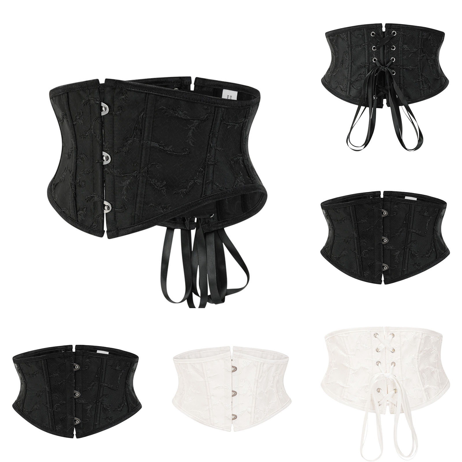 Feancey Womens Gothic Corset Tops Strapless Lace Up Bustier Waist ...
