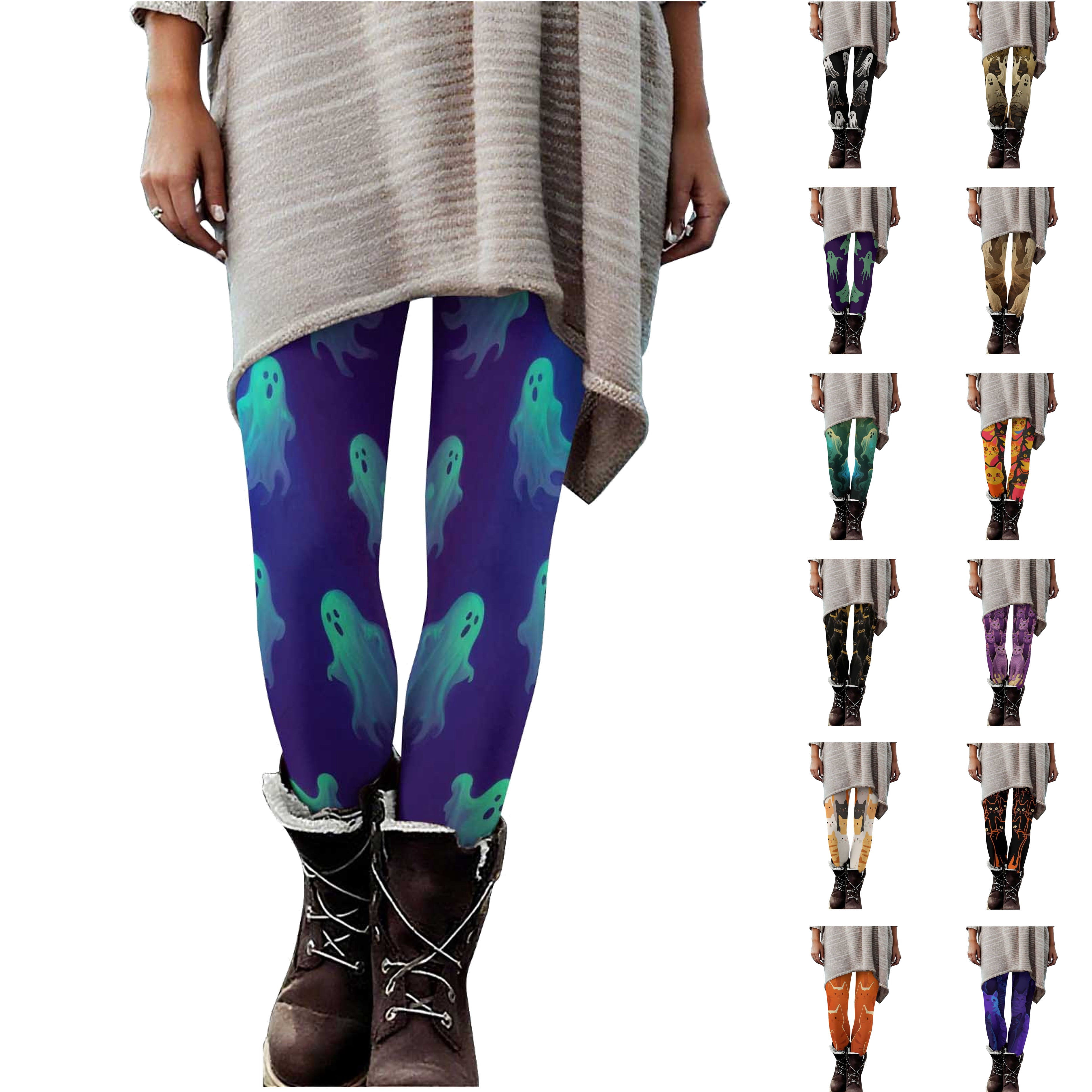 Feancey Womens Halloween Workout Tights Cute Ghost Printed High Waisted ...