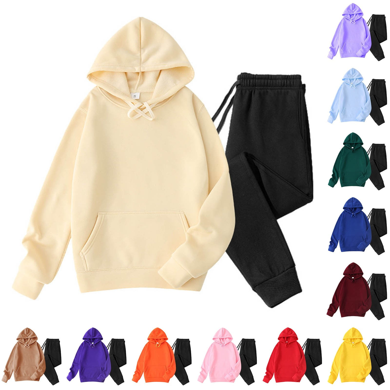 Feancey Womens Oversized Sweatsuits 2 Piece Set Fall Fleece Pullover ...