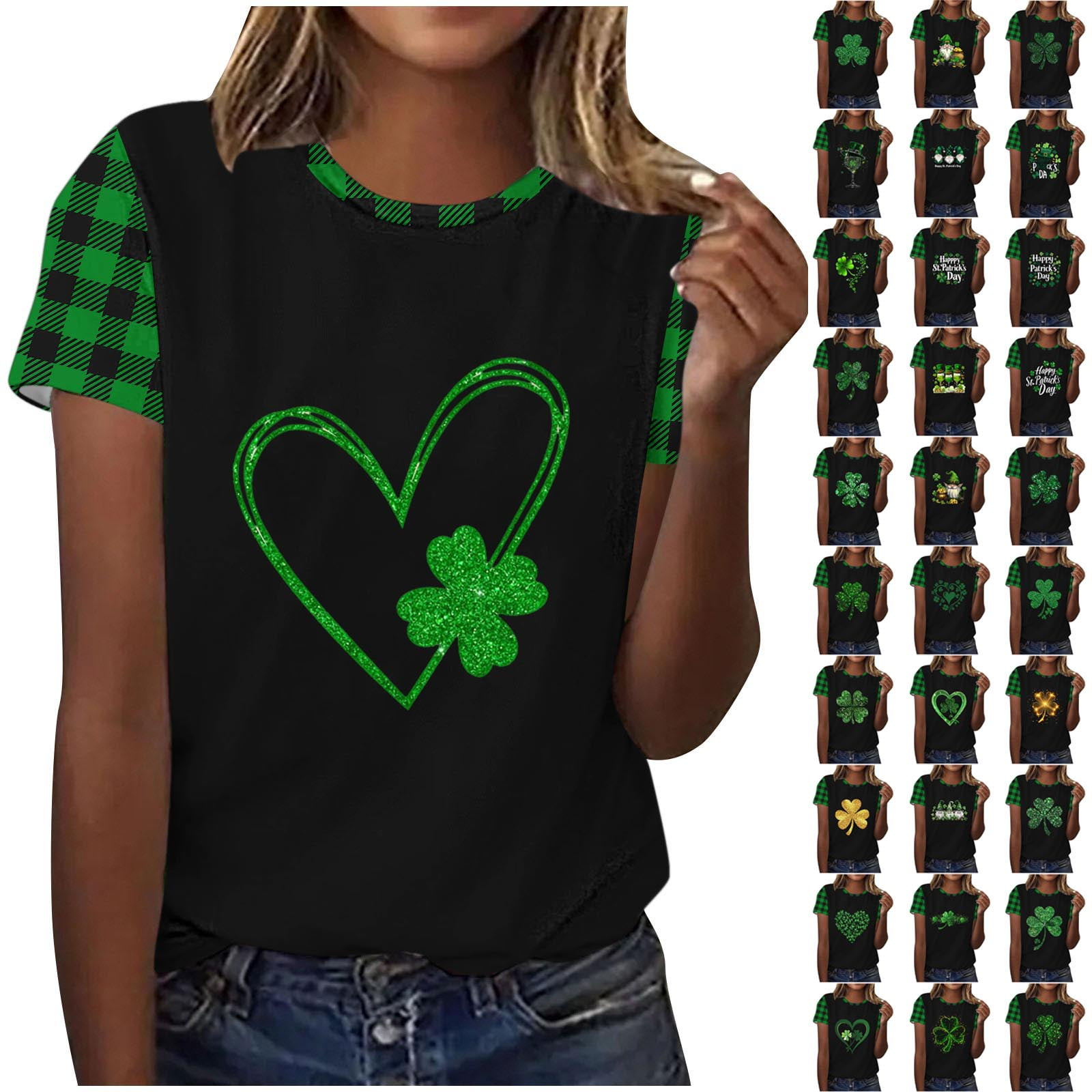 Feancey Womens Short Sleeve T-Shirt Happy St.Patrick's Day Letter Print ...