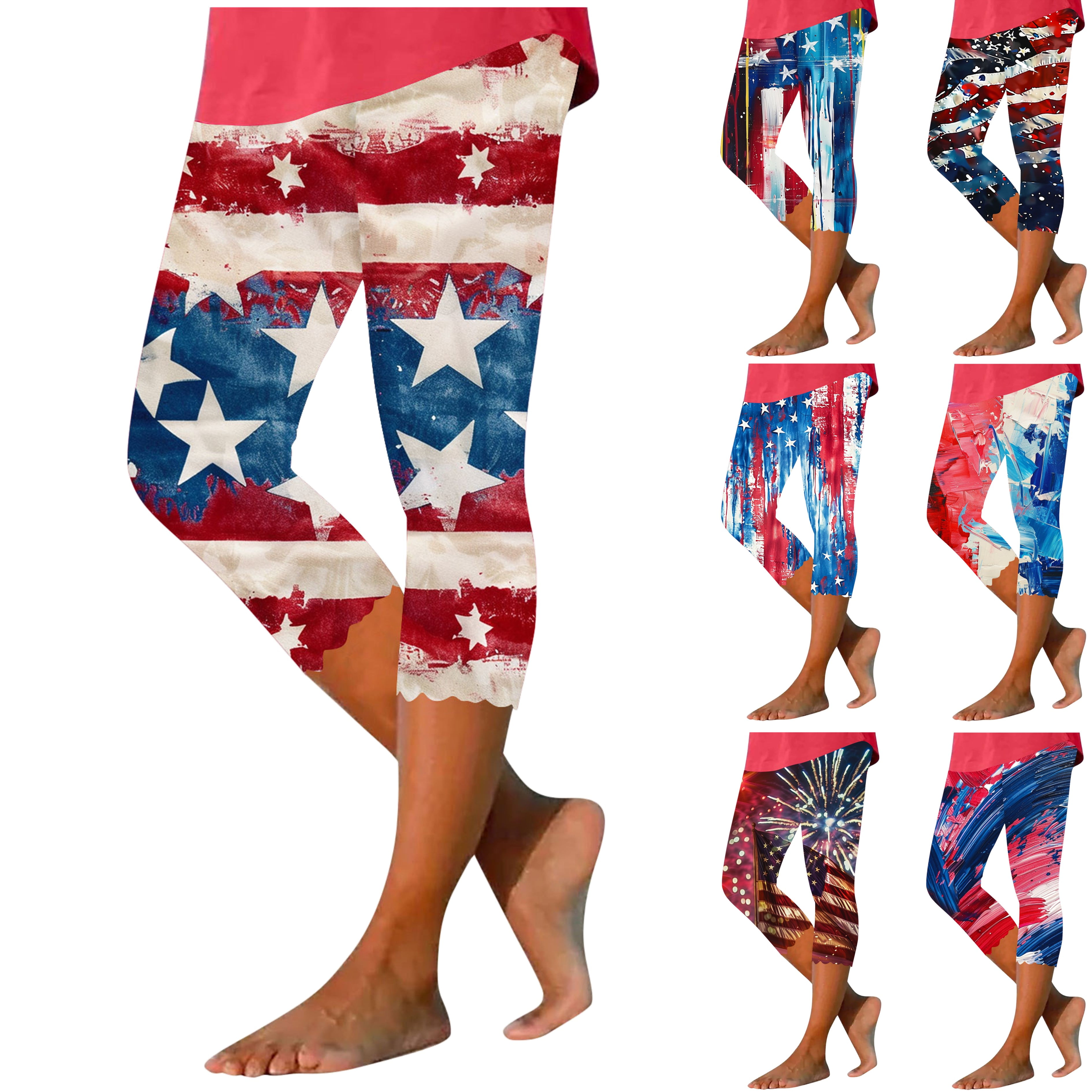 Feancey Womens Yoga Capri Pants 4th of July Gym Workout Tights ...