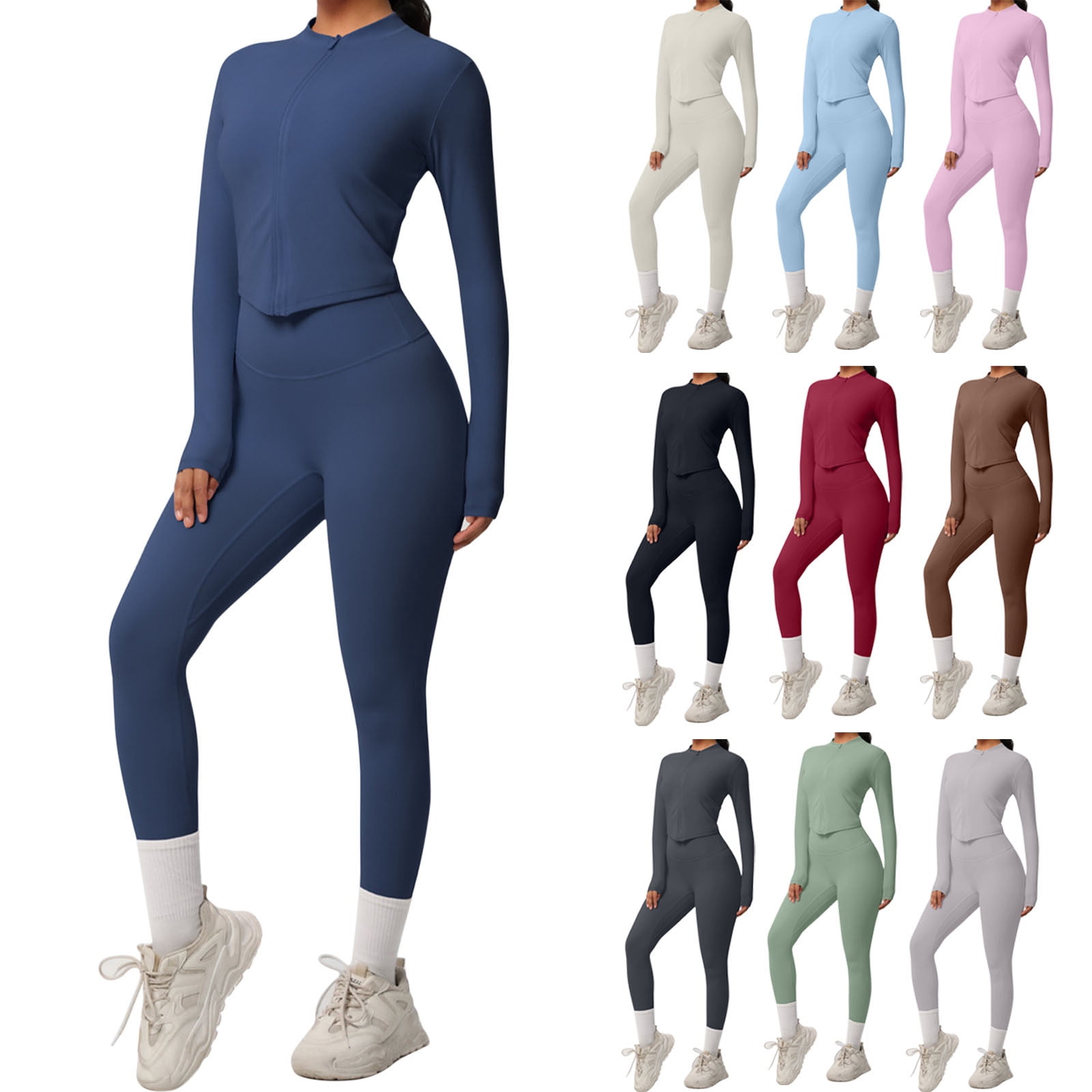 Feancey Workout Sets for Women 2 Piece High Waisted Seamless Leggings ...