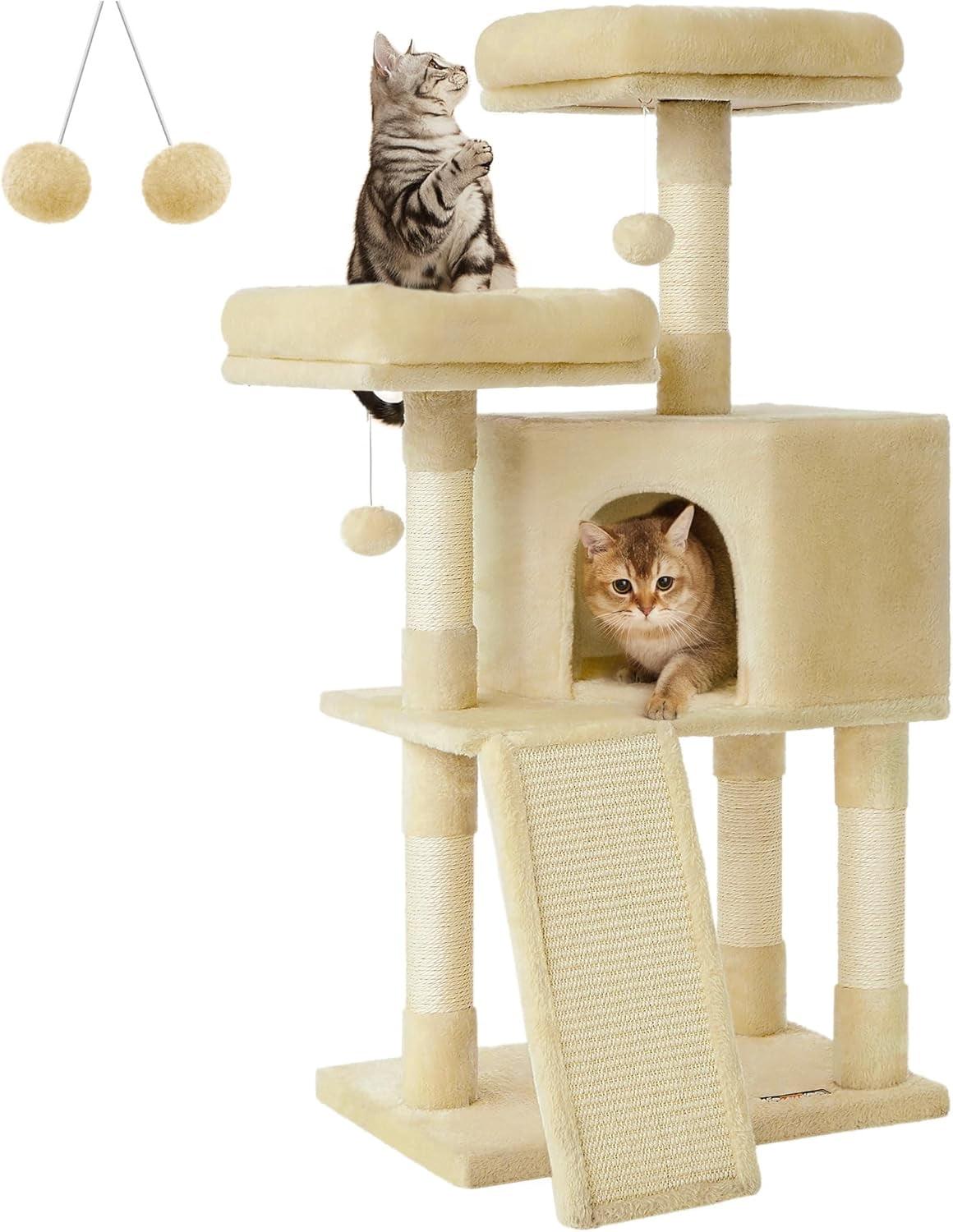 Feandrea Cat Tower, Cat Tree for Indoor Cats, 45.3-Inch Cat Condo with ...