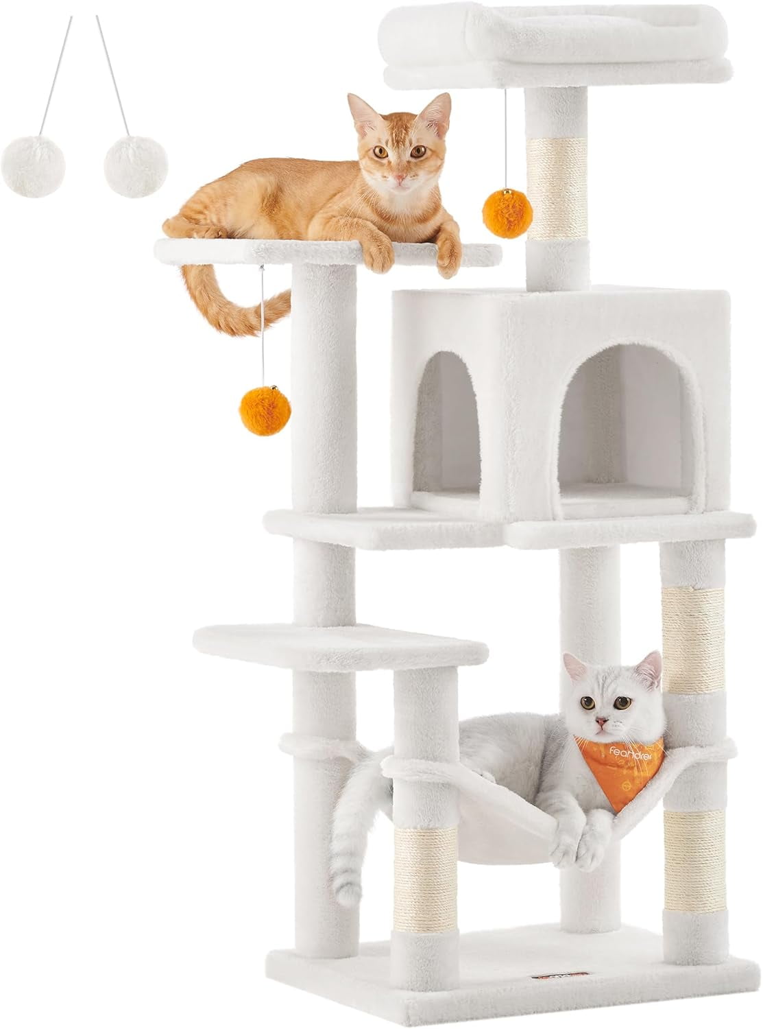 Feandrea Cat Tree, 44.1-Inch Cat Tower for Indoor Cats, Multi-Level Cat ...