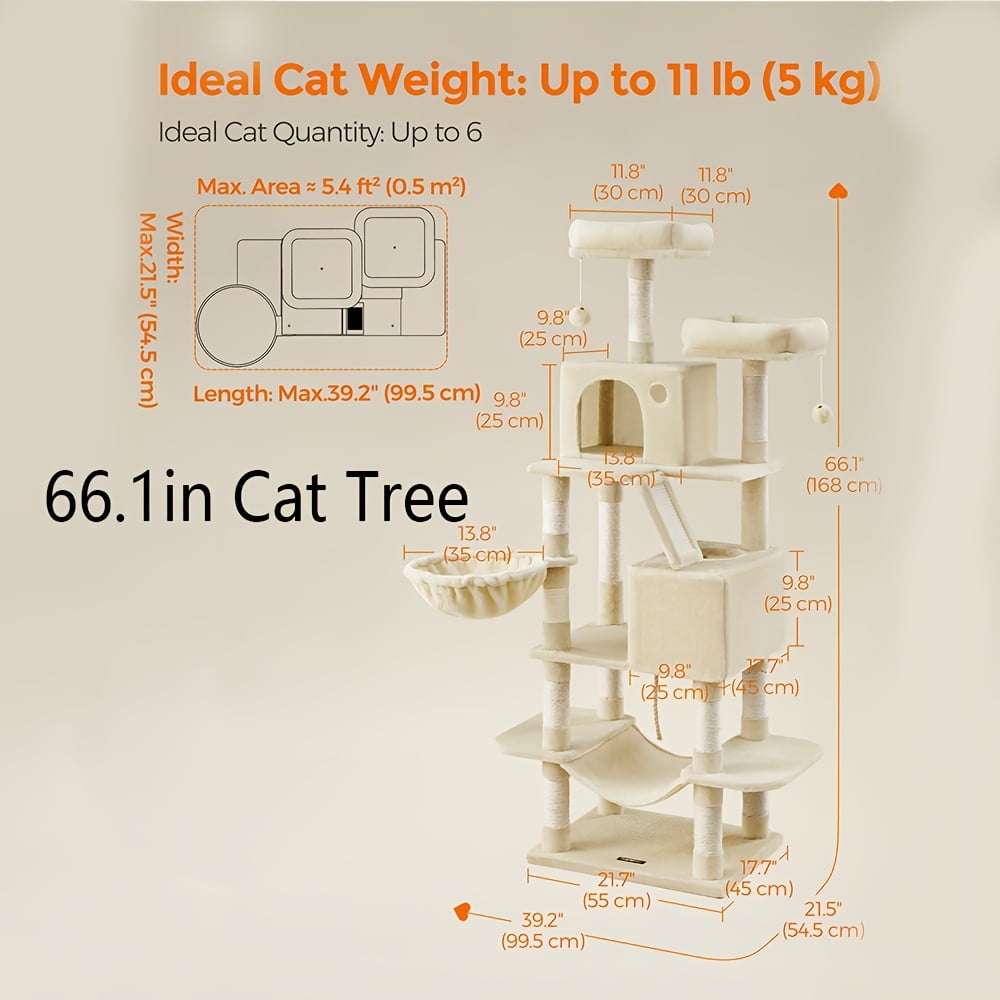 [Feandrea Cat Tree] Feandrea Large Cat Tree, 66.1/44.1in Multi-Level ...
