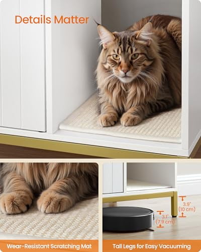 Feandrea Litter Box Enclosure, Modern Cat Litter Box Furniture Hidden ...