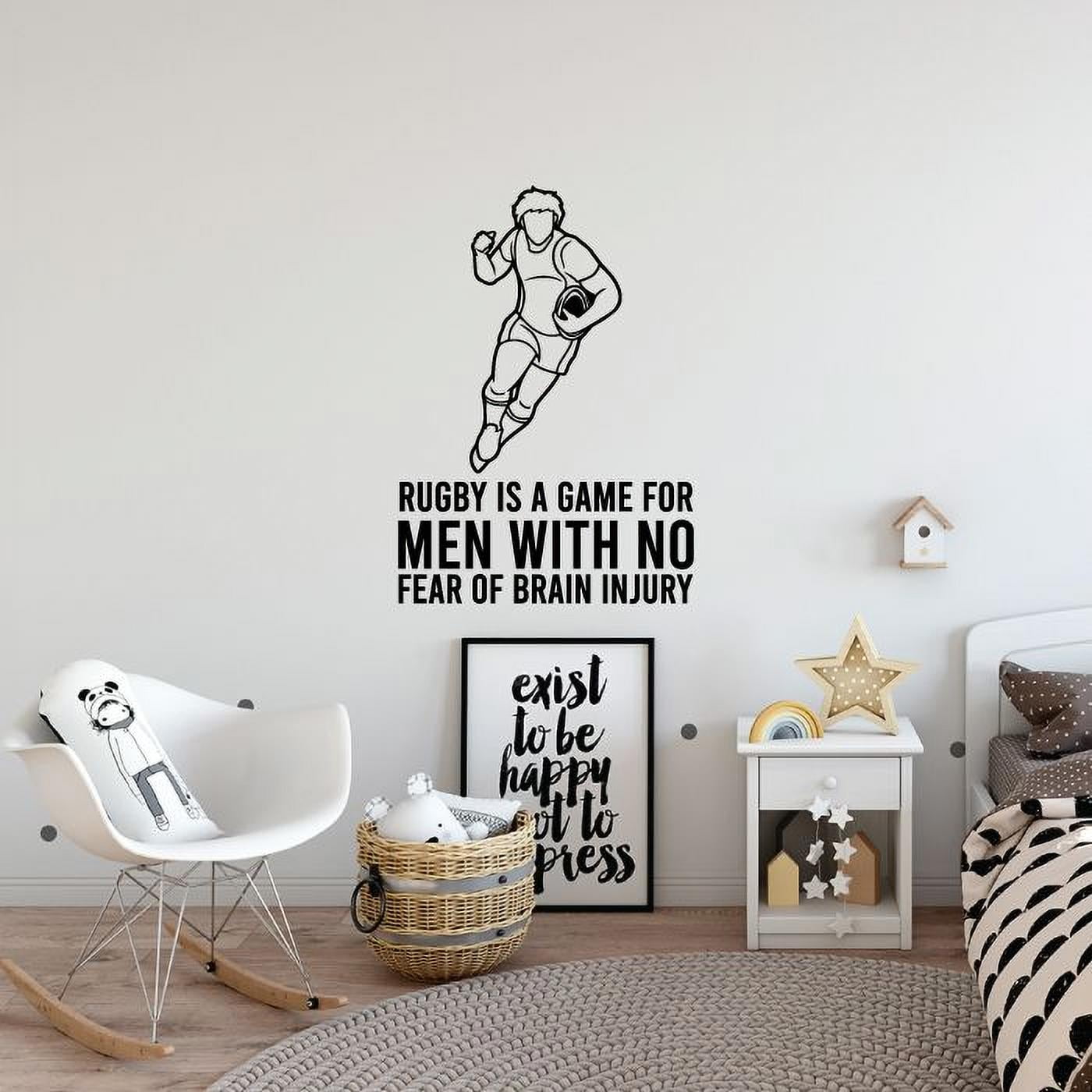 Fear Of Brain Injury Rugby Quote Wall Sticker Room Vinyl Wall Art ...