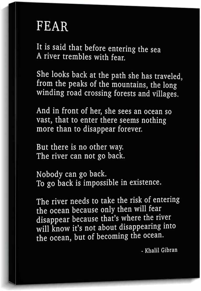 Fear Poem Wall Decor Kahlil Gibran Quotes Wall Art Poetry Posters ...