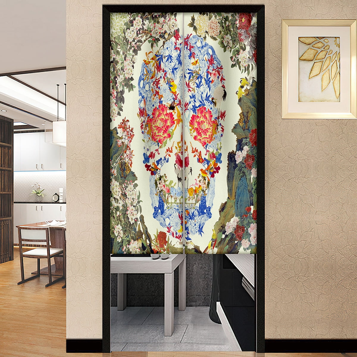 Fear Skull Door Curtain for Doorway Privacy Halloween Partition Kitchen ...