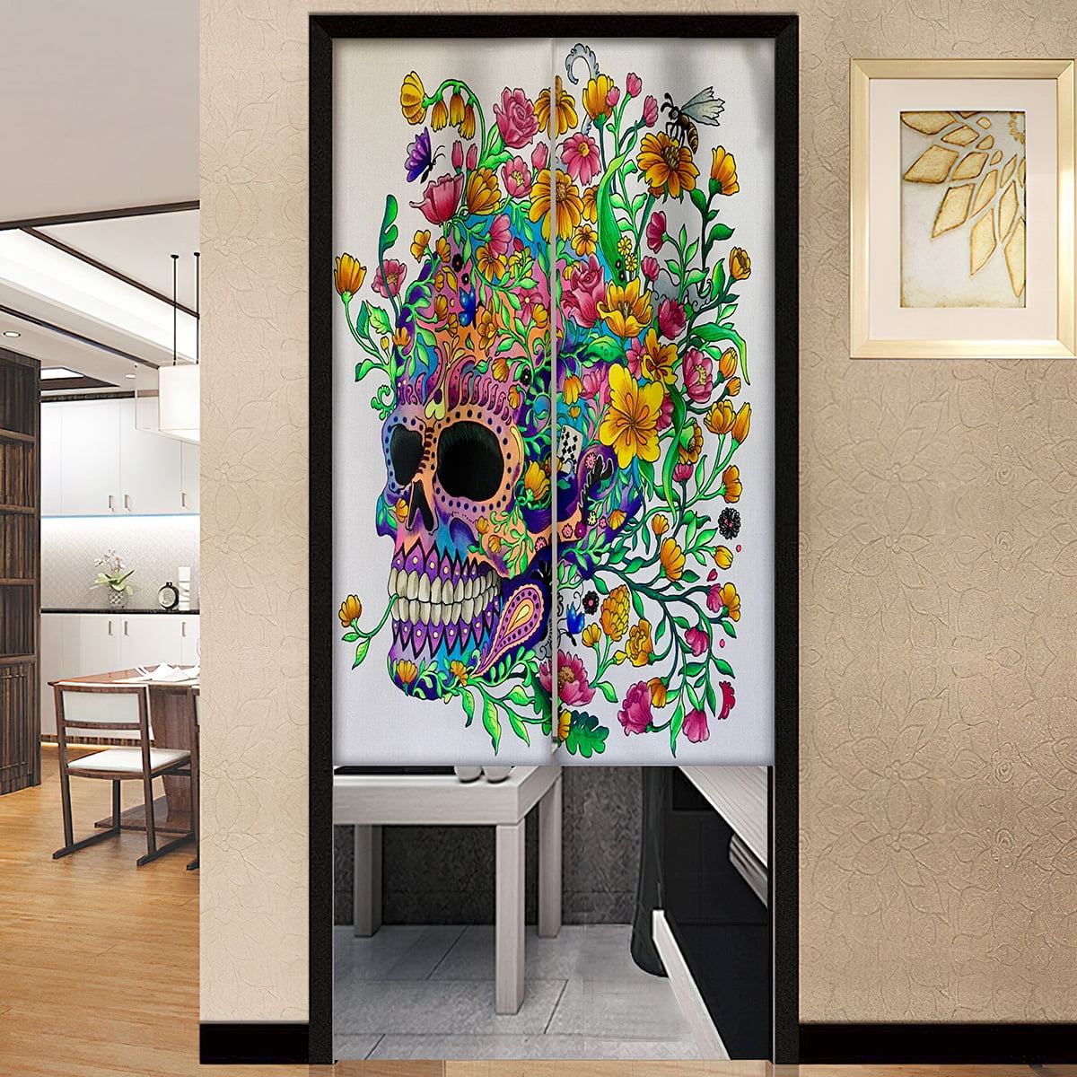 Fear Skull Door Curtain for Doorway Privacy Halloween Partition Kitchen ...