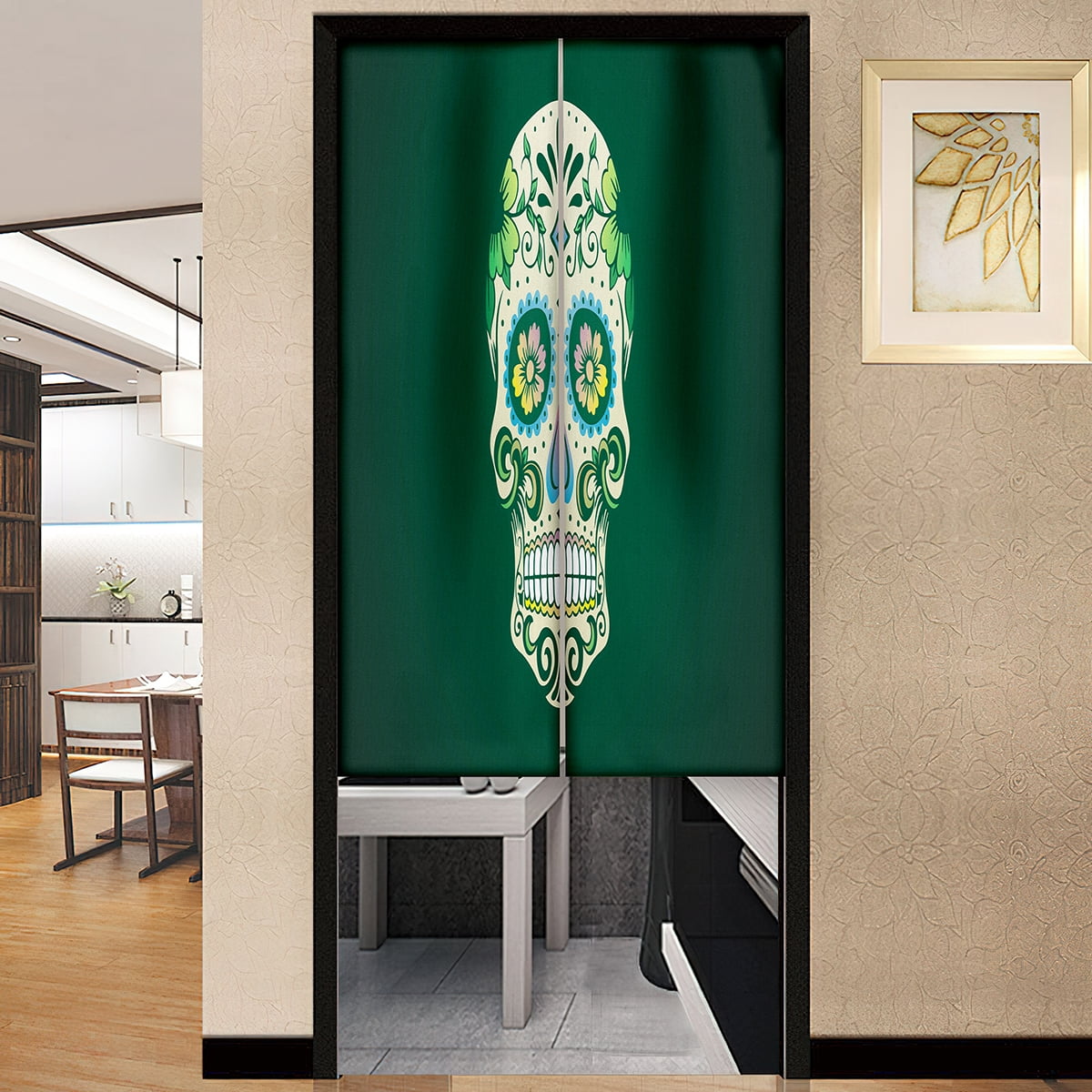Fear Skull Door Curtain for Doorway Privacy Halloween Partition Kitchen Living Room Bedroom Cafe ...