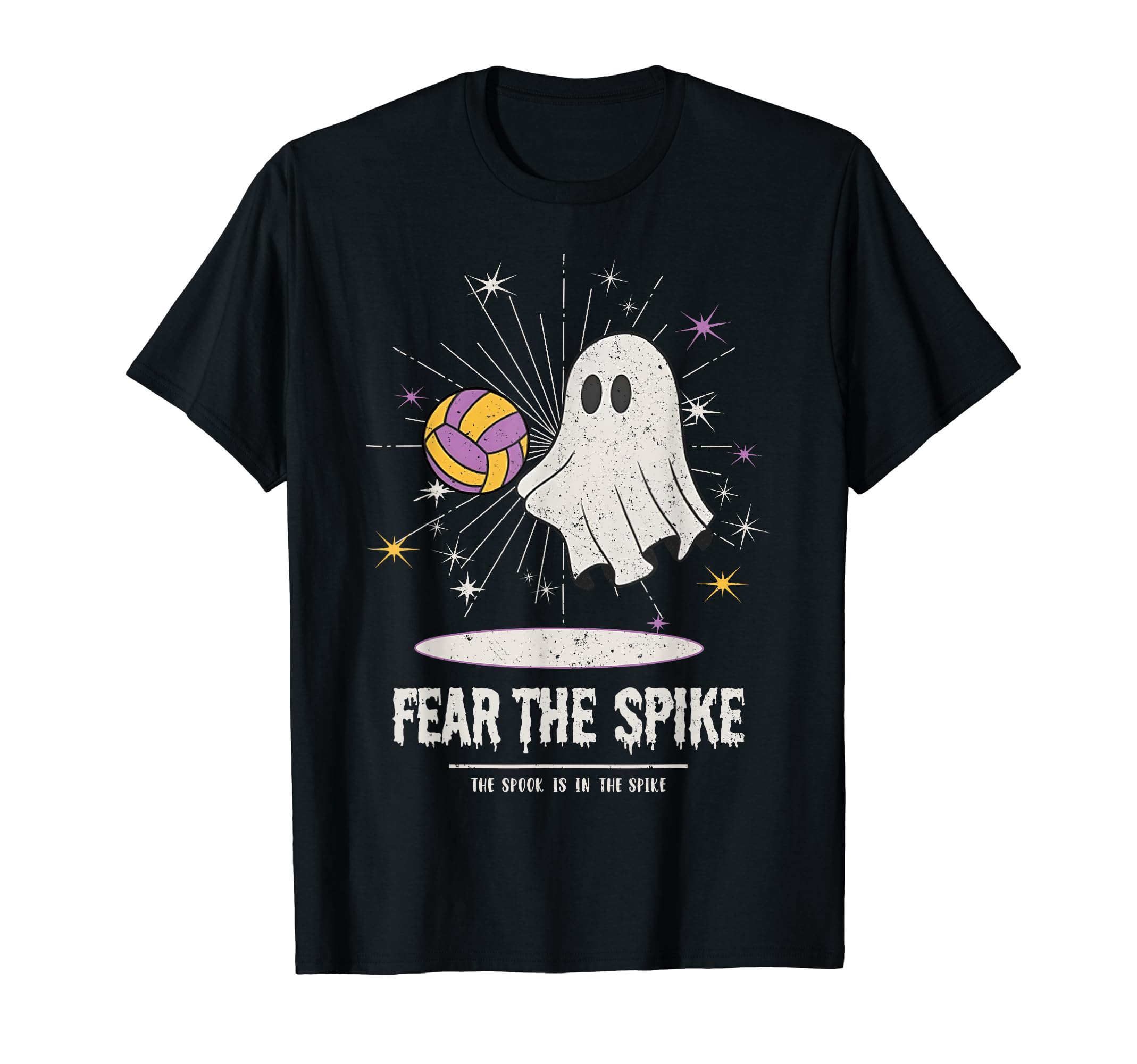 Fear The Spike Spooky Ghost Playing Volleyball Player Sports T-Shirt ...