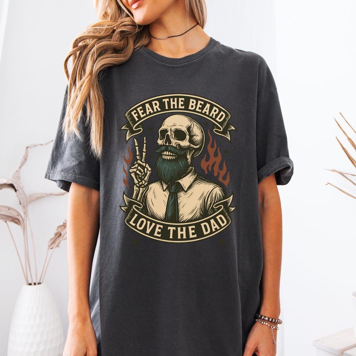 Fear the Beard Shirt | Skeleton Dad | Retro Father’s Day Shirt ...