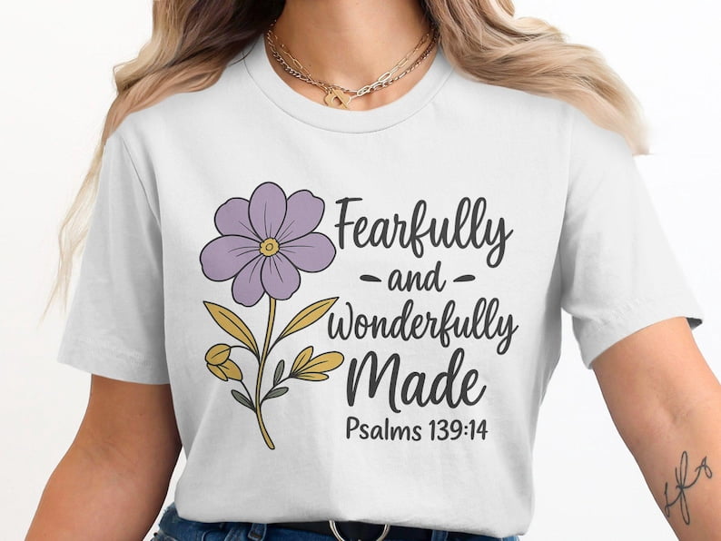 Fearfully Wonderfully Made Psalm 139 Christian Floral Inspirational ...