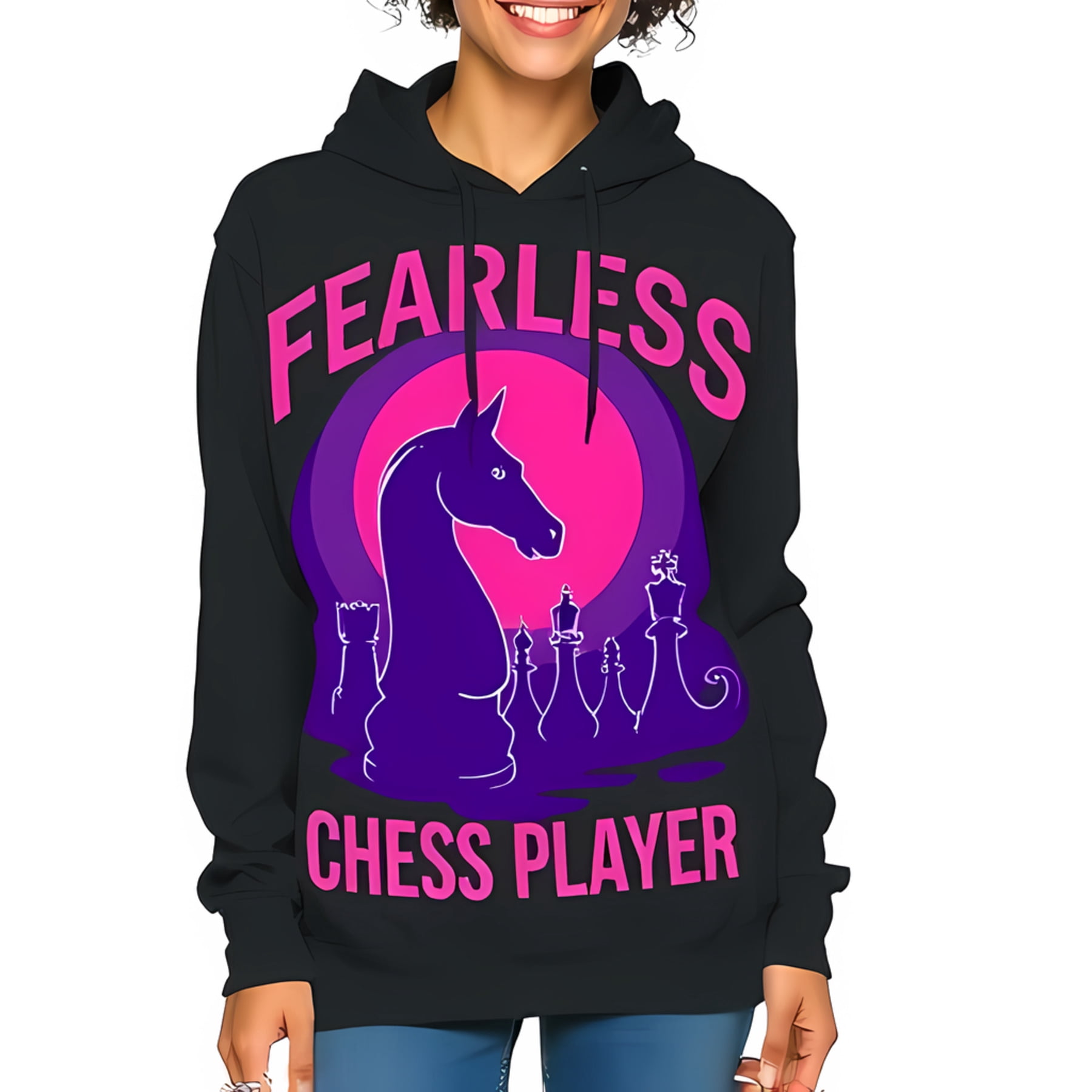 Fearless 3D Chess Hoodie with Purple Graphic - Stylish Loungewear for ...