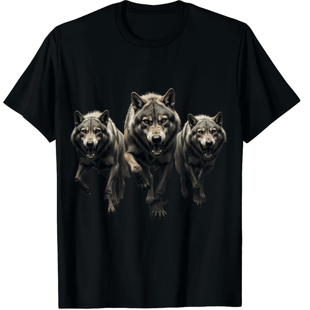 Fearless Alpha Wolf Pack Graphic T-Shirt, Strong and Brave Running ...
