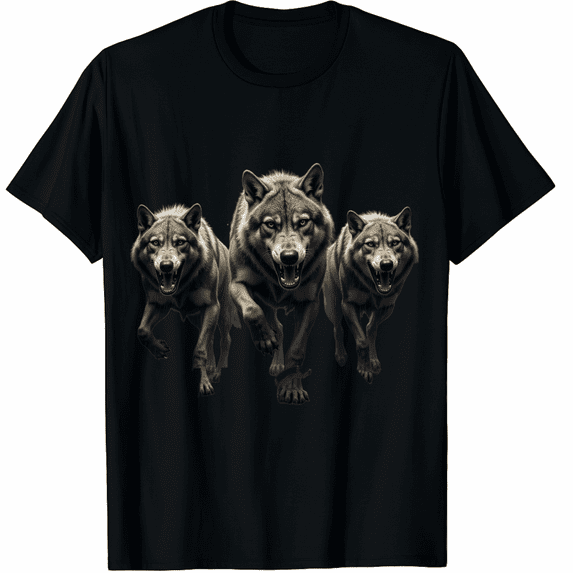 Fearless Alpha Wolf Pack Graphic T-Shirt, Strong and Brave Running ...