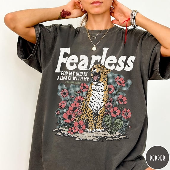 Fearless Bible Verse Comfort Colors T-Shirt, Isaiah 41:10 Christian Tee ...