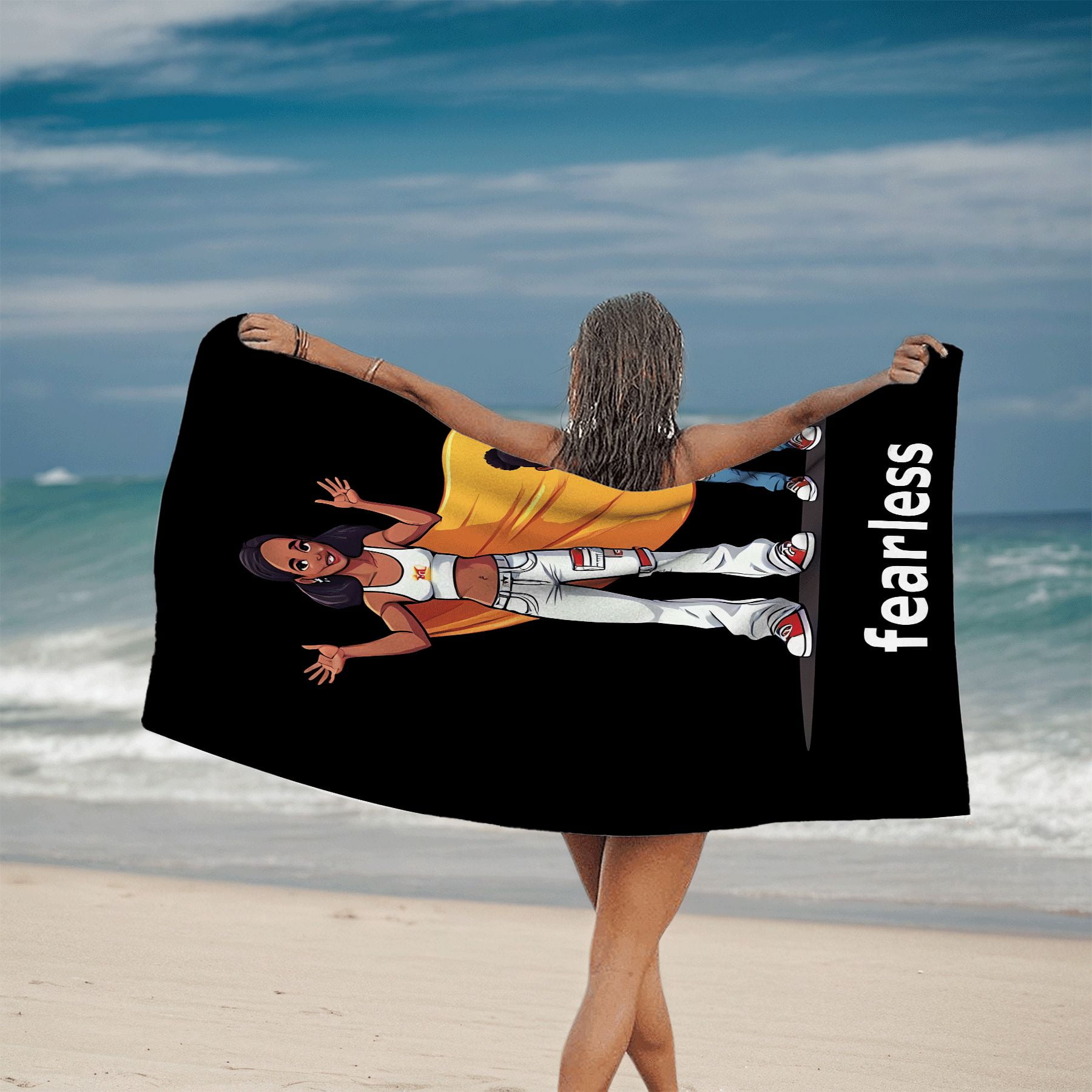Fearless Cartoon Characters Beach Towel - Vibrant Design with Adult ...