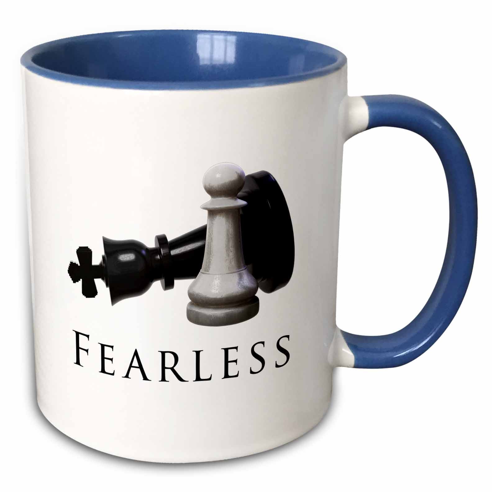 Fearless Chess pieces, a pawn taking down a queen, never show fear. 11oz Two-Tone Blue Mug mug ...